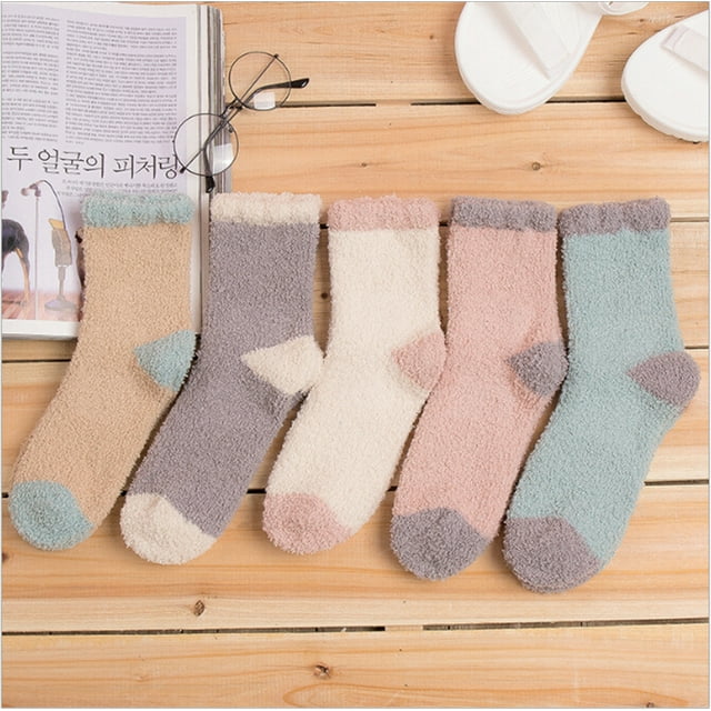 Womens fuzzy warm winter socks for ladies 5 pair - Walmart.com