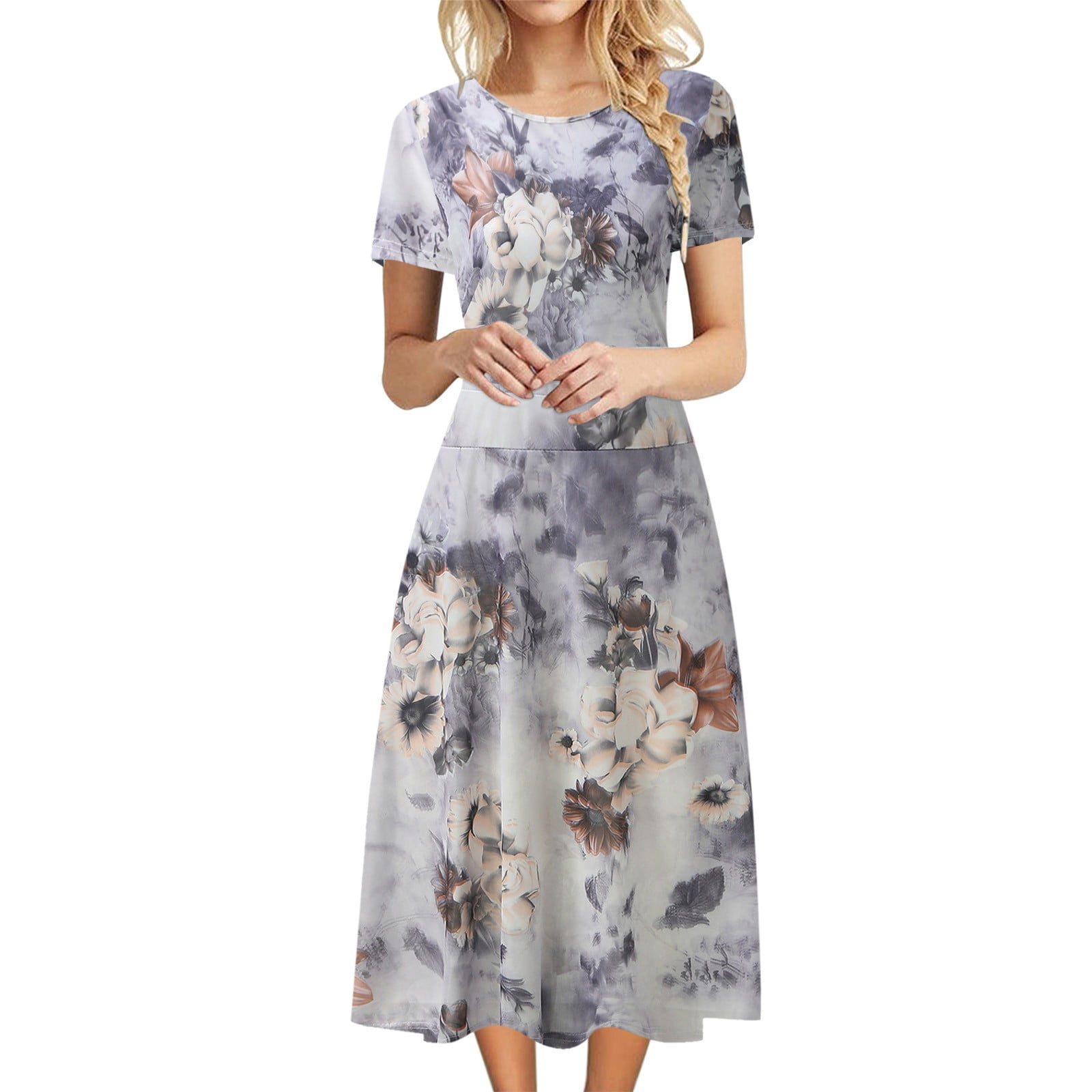 Womens Dresses Suitable Dress Casual O Neck Short Sleeve Bohemian ...