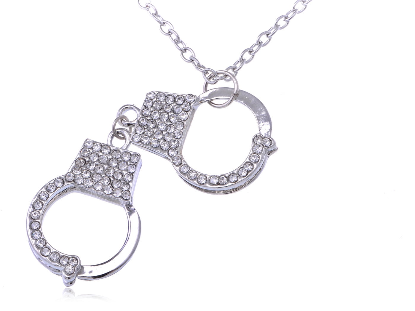 Womens y Tone Clear Rhinestones Sexy Police Cop Handcuff Pendant ...