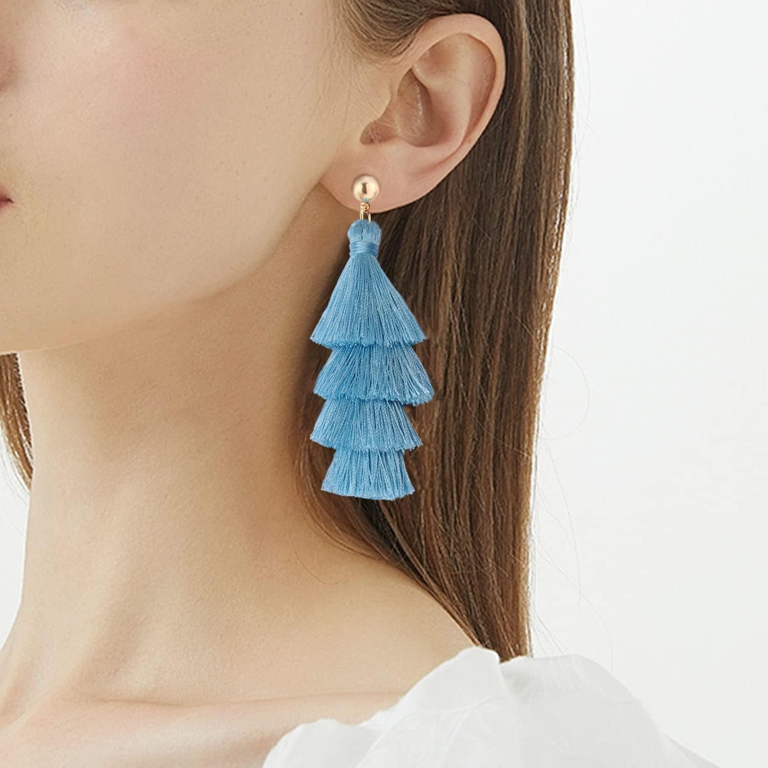 Womenu2019S Tassel Earrings Star Ear Stud Pave Crystal Dangle Earrings ...