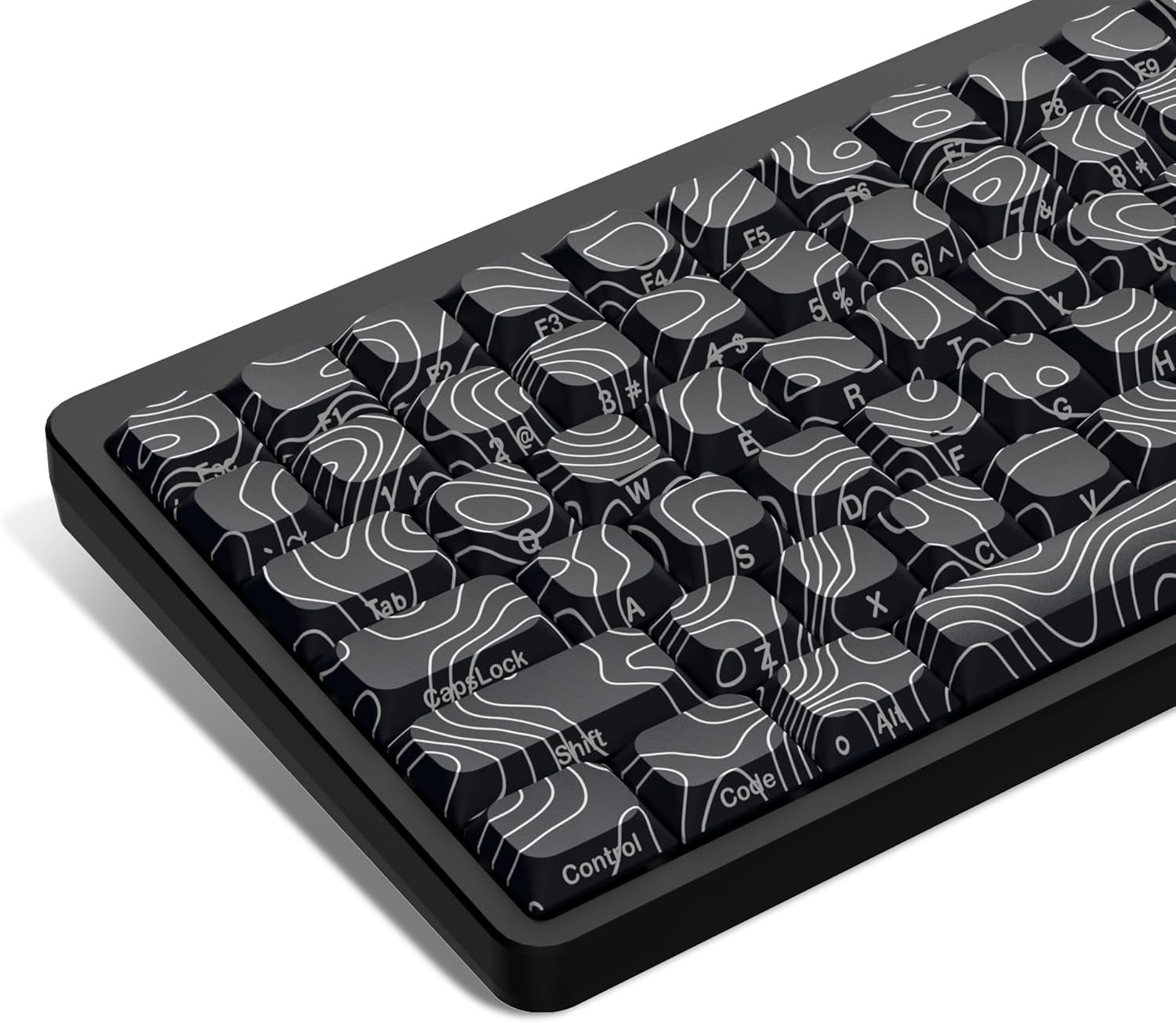 Womier Low Profile Keycaps, Double Shot PBT Keycaps, Black Topographic ...