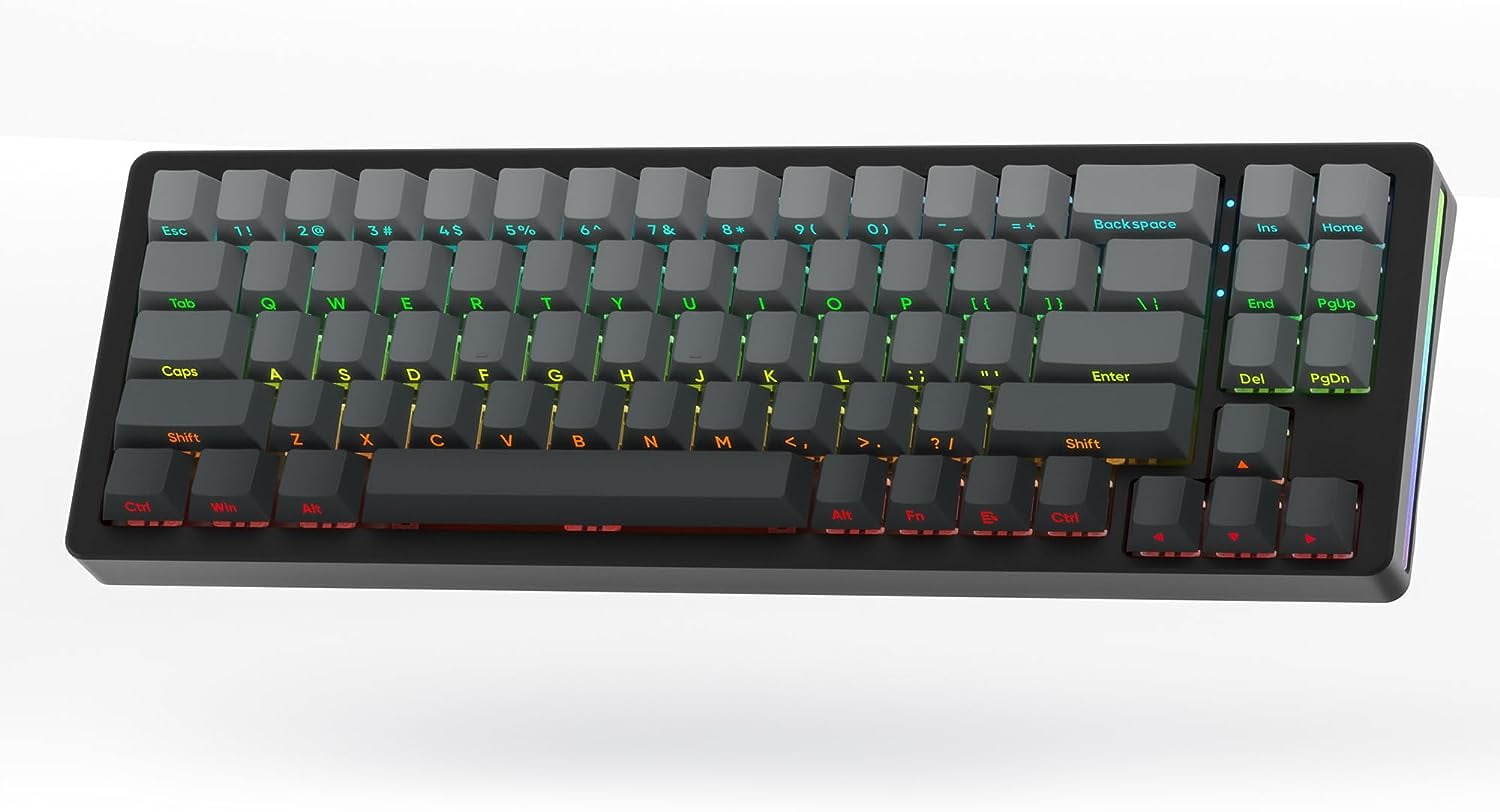 Womier S-K71 Wireless Bluetooth 75% Keyboard, CNC Aluminum, RGB, Pre-Lubed, Mac/Win(Black ...