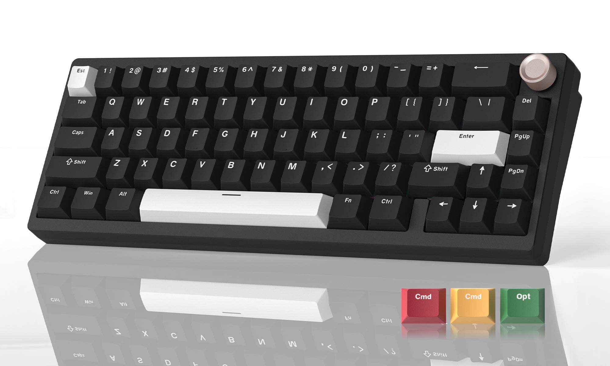 Womier SK65 65% Gasket Mounted Wireless Aluminum Keyboard with Knob - Gaming Keyboard Black ...