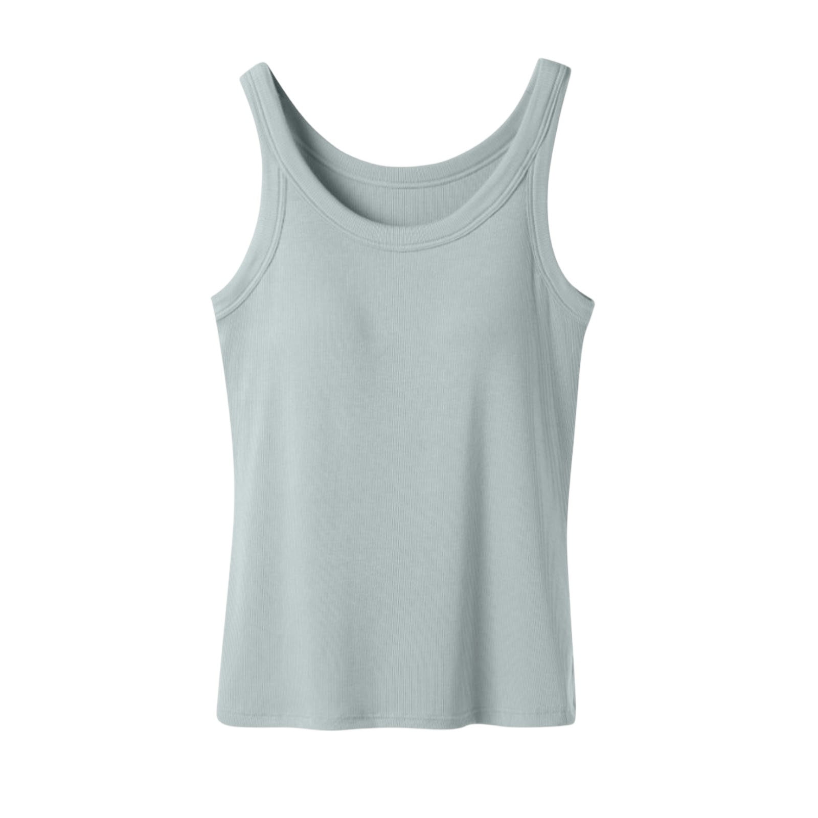 Womne Ribbed Tank Top with Sewn in Built in Bra Cup Sleevless Form ...