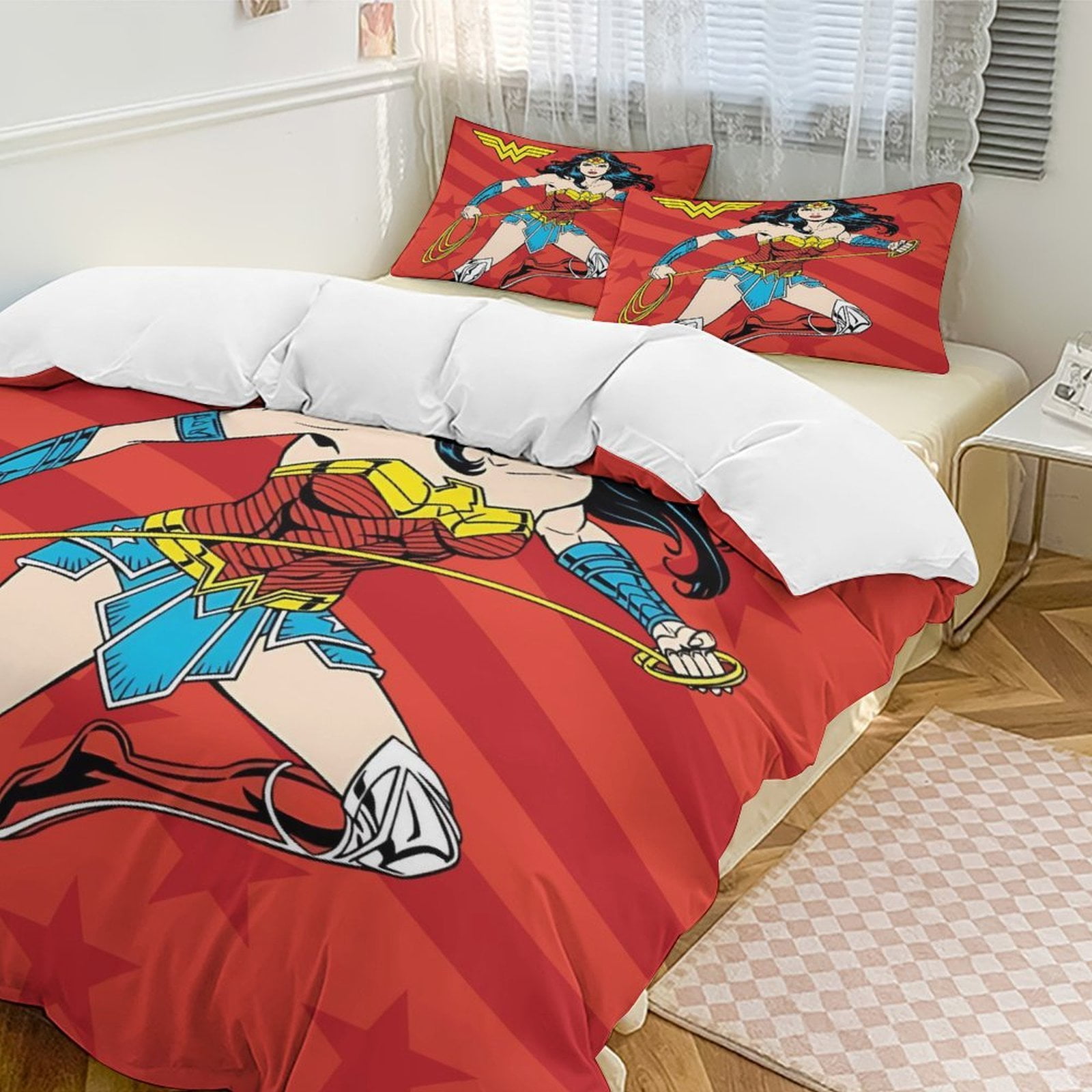 Won-der Women Bed Duvet Cover Cartoon Bedding Sets 3D Lightweight 3 ...
