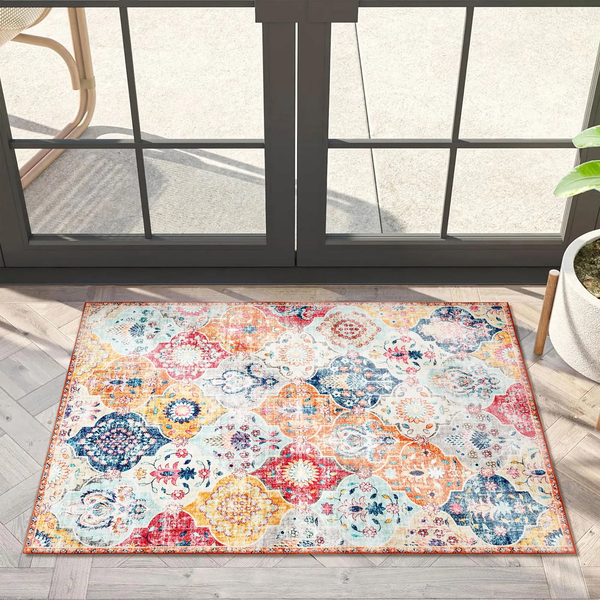 WondRg Entry Door Rubber Throw Utility Rug, 2' x 3' Washable Small Area ...