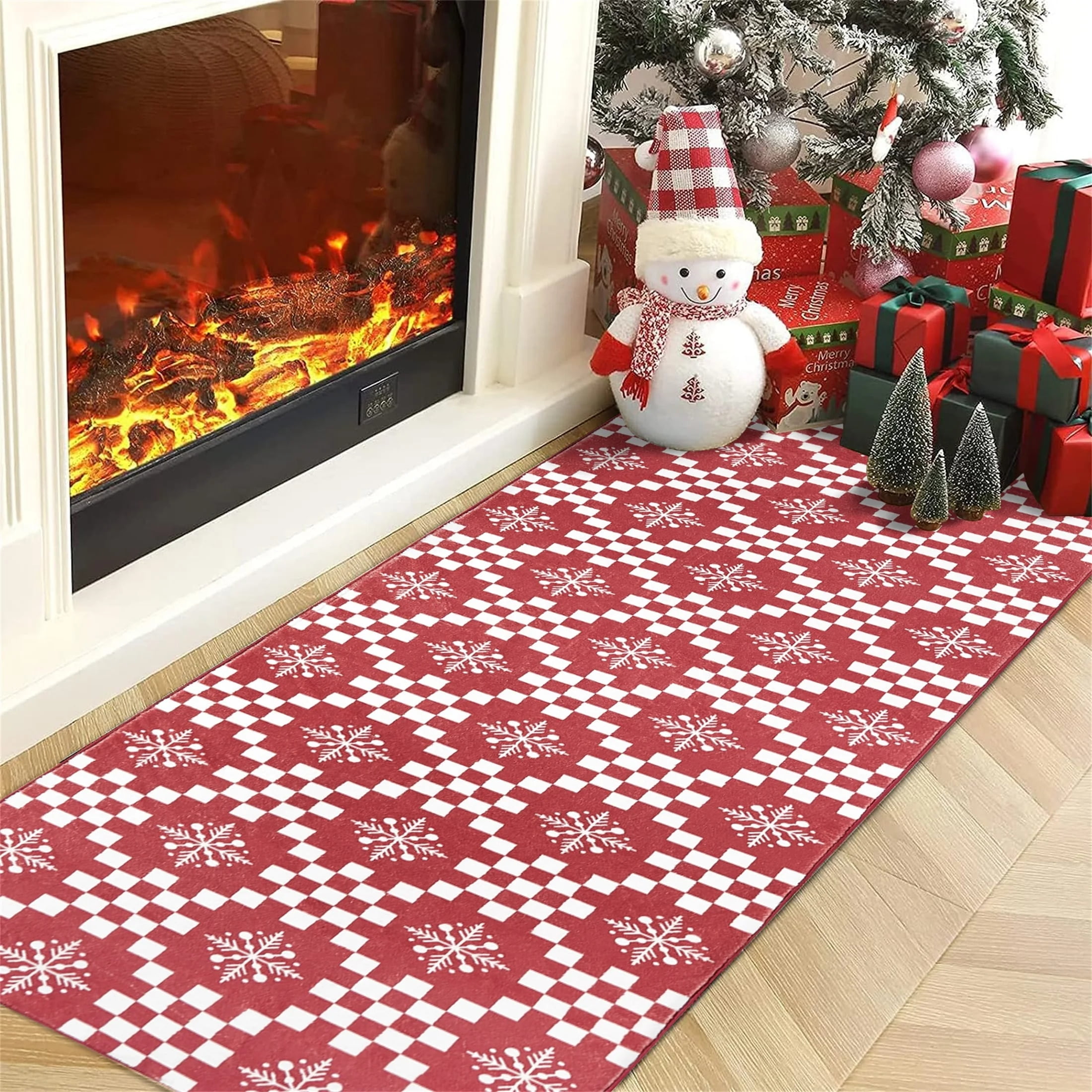 WondRg 2'x6' Red&White Non-Slip, Machine Washable Rugs for Kitchen ...