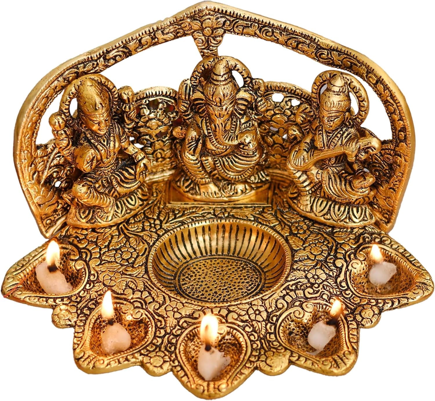 Wonder Care Lakshmi Ganesha Saraswati Diya lamp for Pooja and Home ...