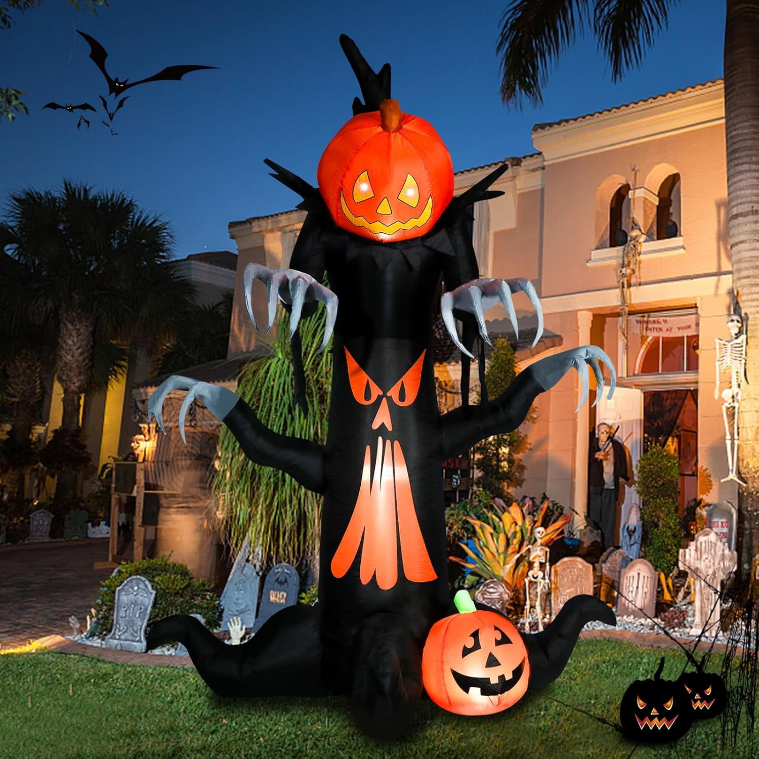 Large 8 FT Halloween Inflatables Outdoor Decoration, Blow Up Pumpkin ...