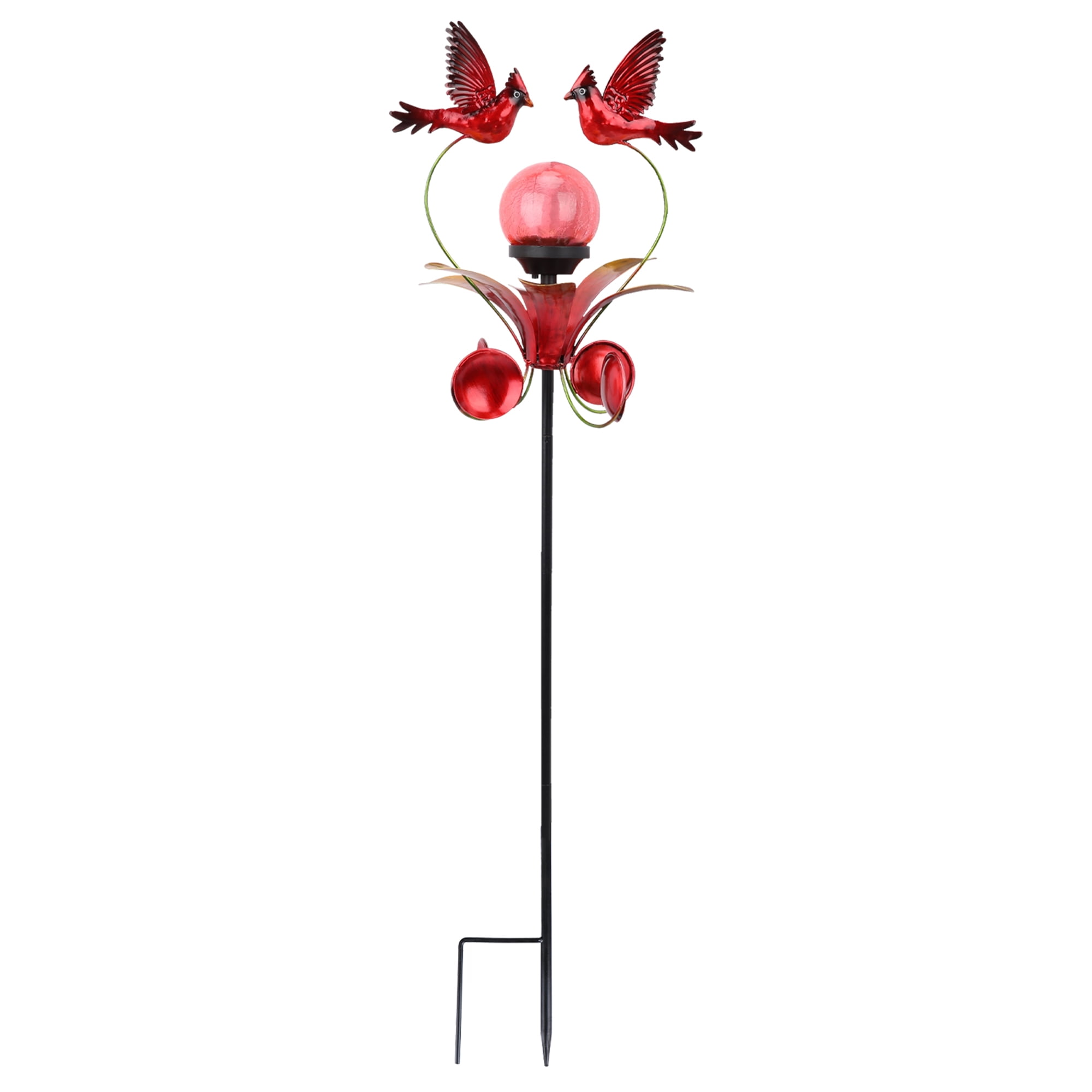 Wonder Garden Solar Wind Spinner Cardinal Metal Red Hummingbird Wind ...