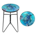 Wonder Garden Mosaic Anti-Slip Pads Glass and Metal Round End Table ...