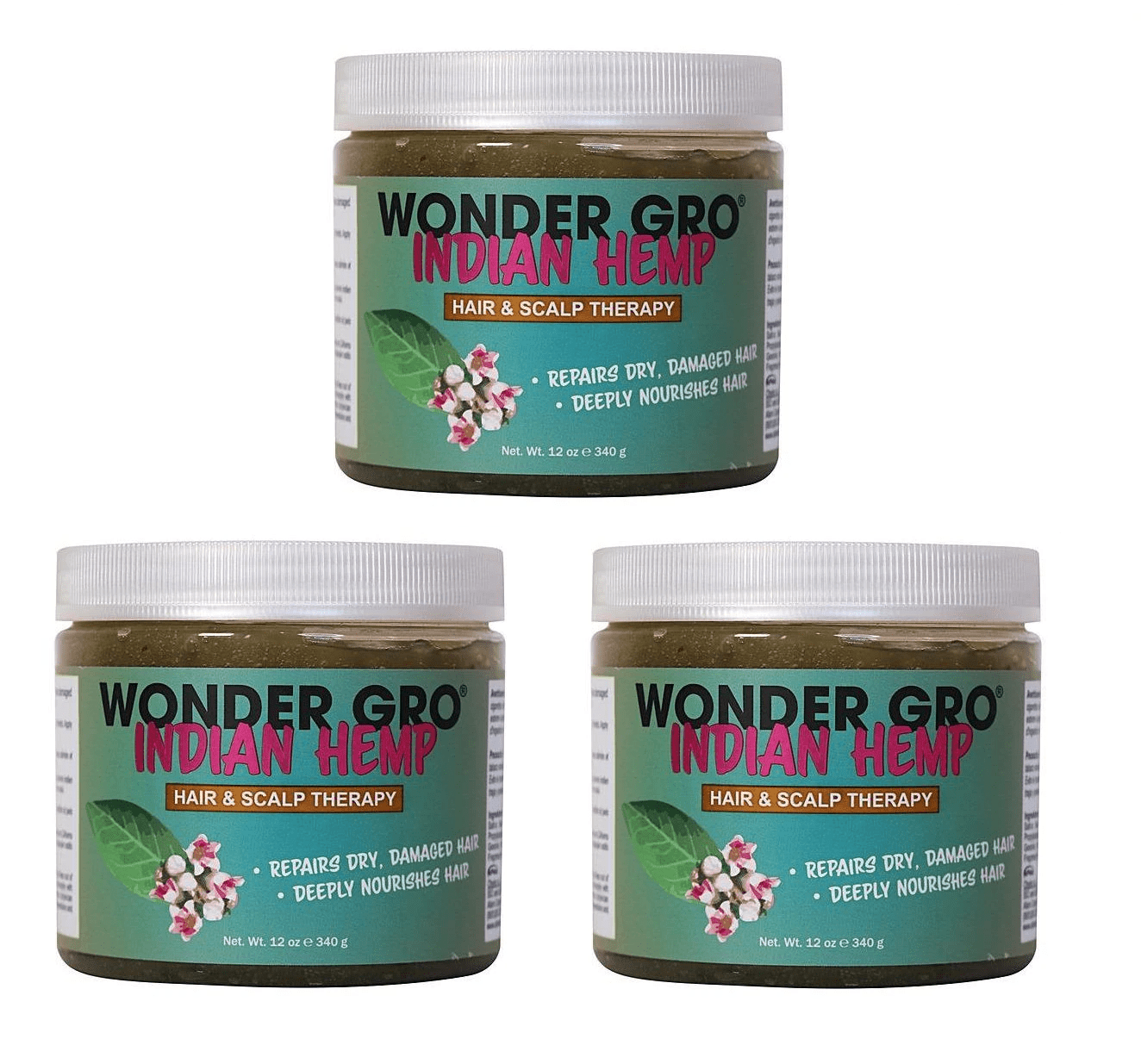 Wonder Gro Indian Hemp Hair & Scalp Therapy, Net. Wt 12 oz (3) - Walmart.com