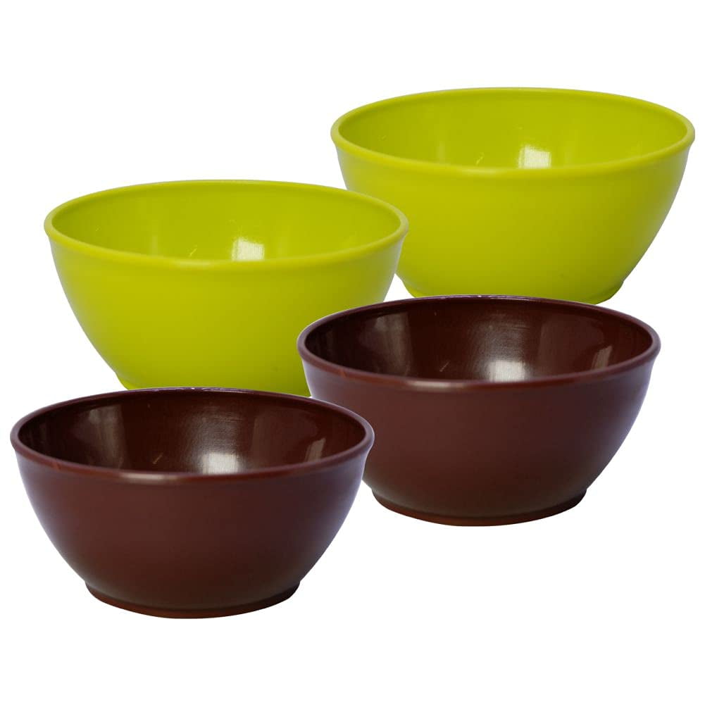 Wonder Homeware Prime Premium Microwave Safe Round Plain Katori Set Set of 4 200 ml Green Brown ...