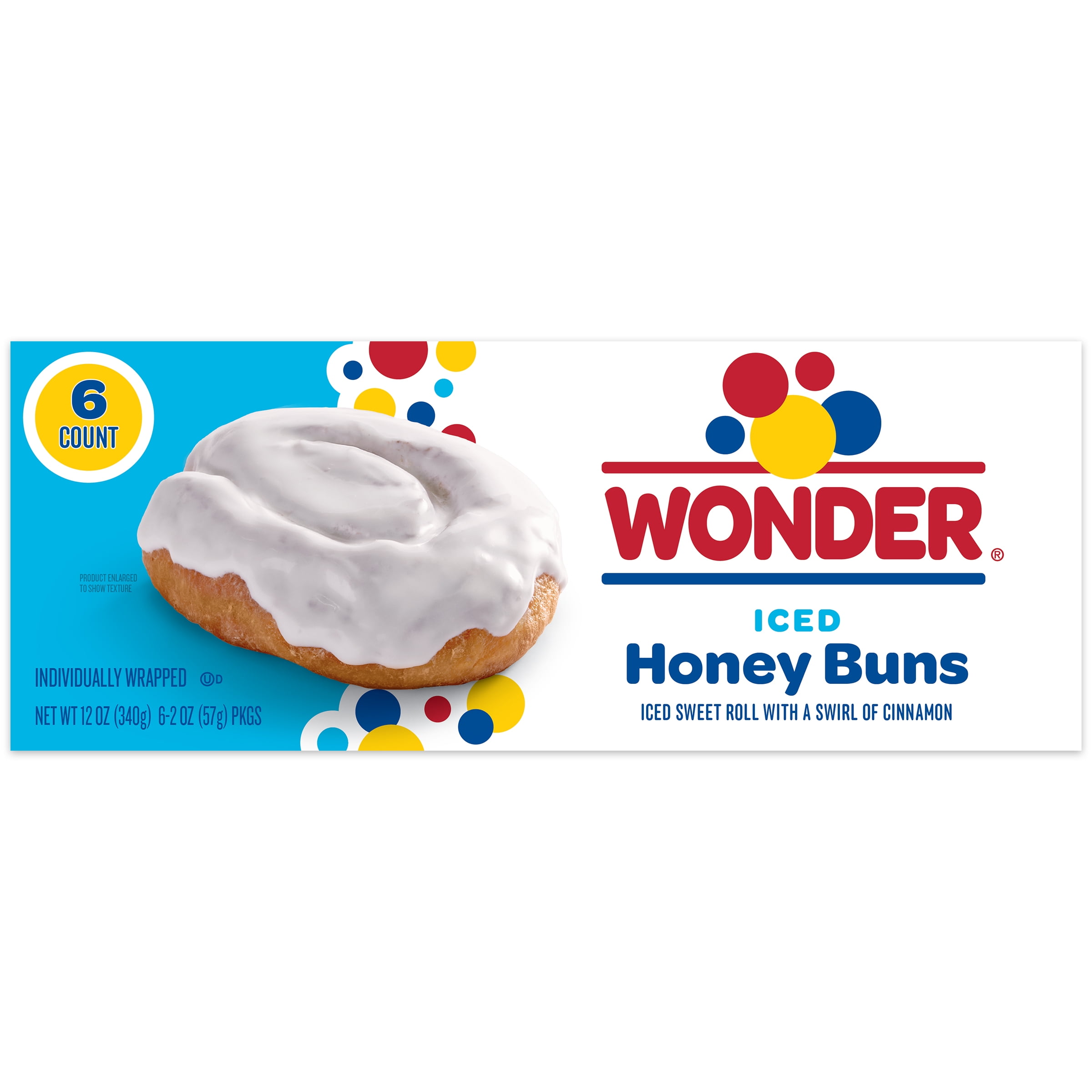 Wonder Iced Honey Buns, Individually Wrapped Iced Pastry Snacks, 10.5 ...