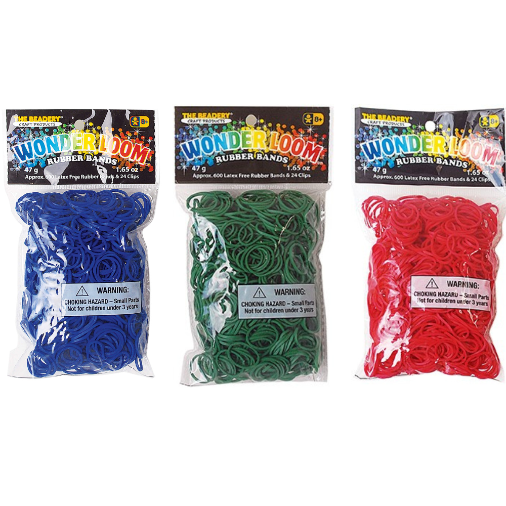 Wonder Loom Assorted Rubber Bands, 1800 Count, Red, Green, Blue ...