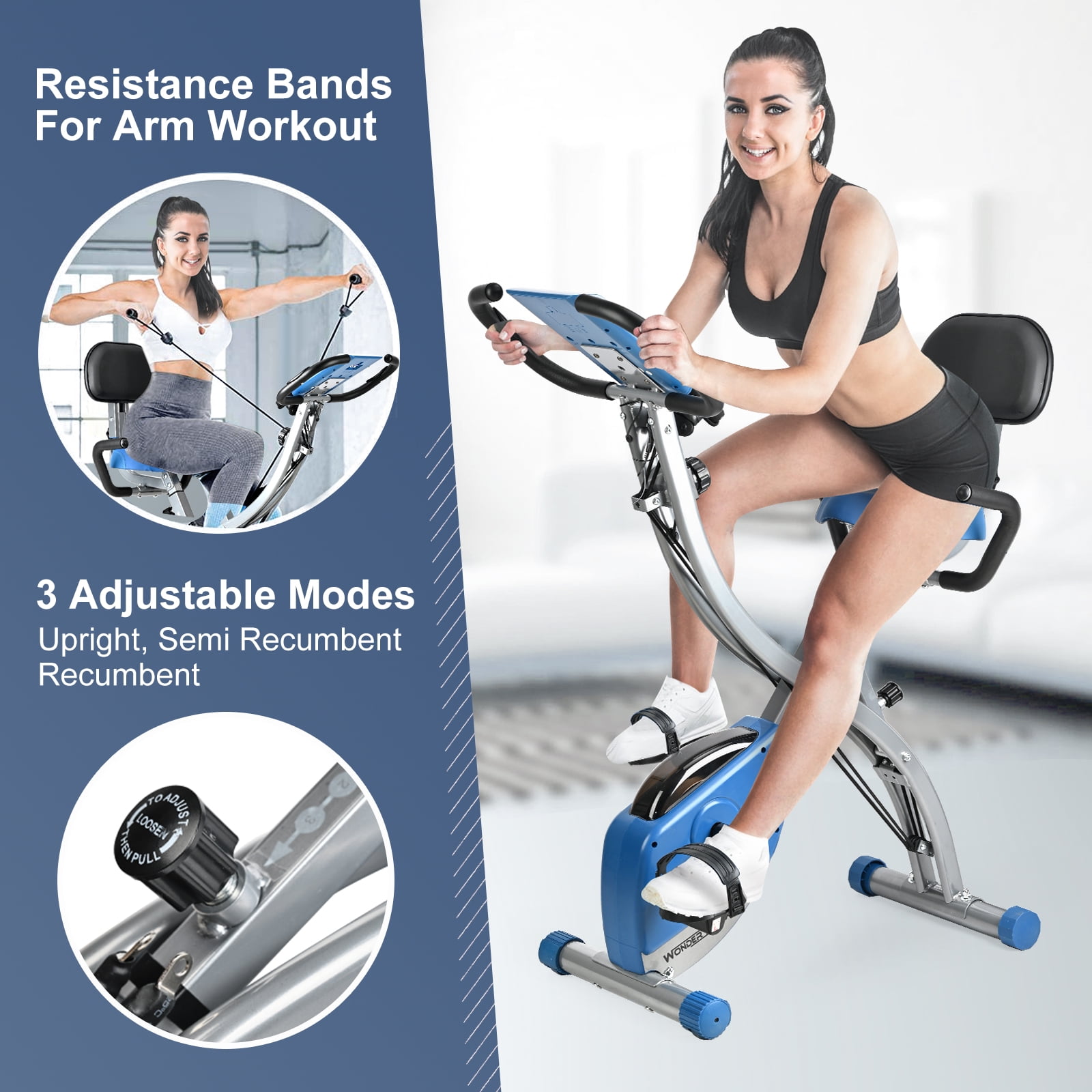 Wonder Maxi Folding Exercise Bike, 3-IN-1 Magnetic Upright Workout Bike ...