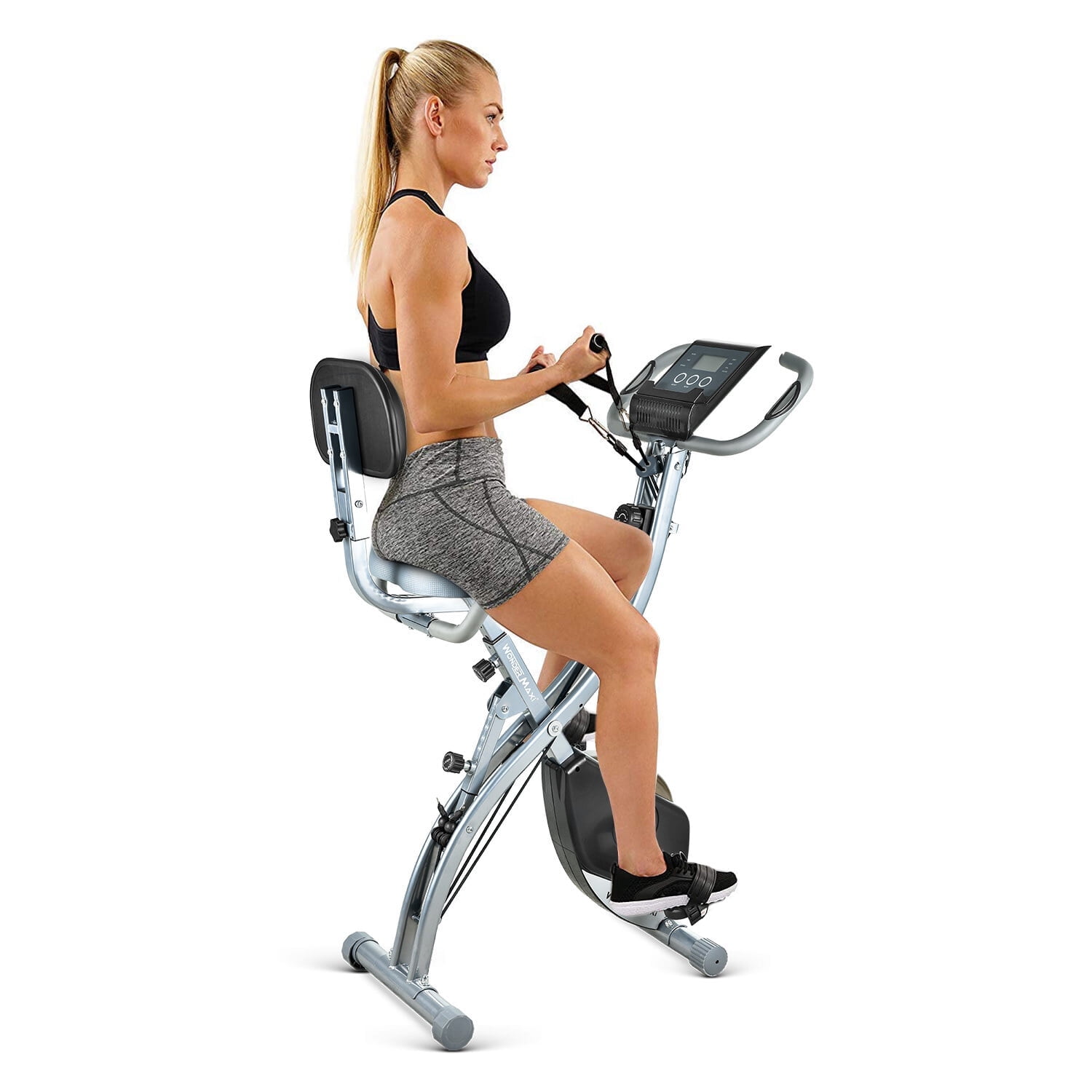 Wonder Maxi Foldable Cardio Exercise Bike, Big Seat, Stationary Upright ...