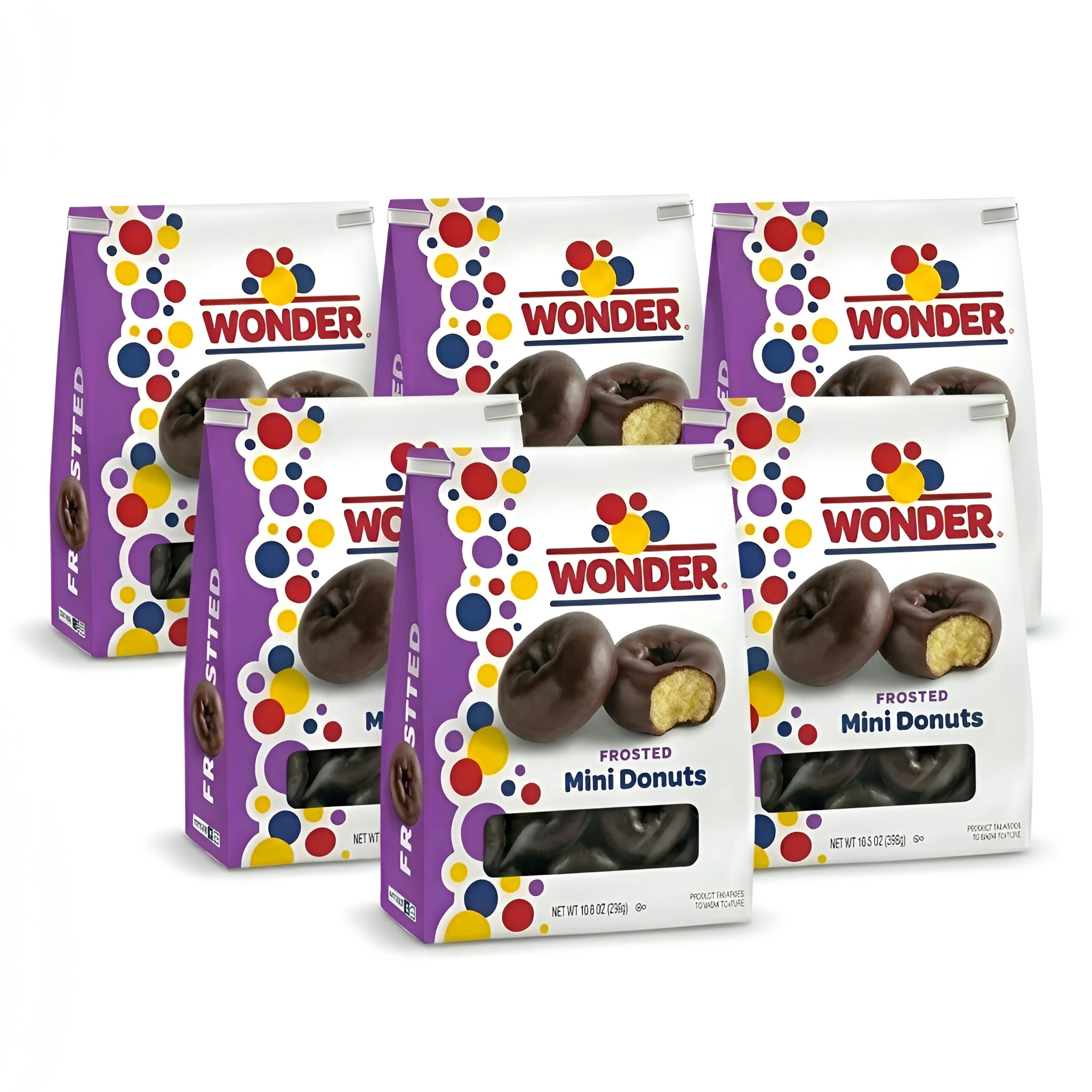 Wonder Mini Donuts Chocolate Frosted, 10 oz Bags (Case of 6) Soft Bite ...