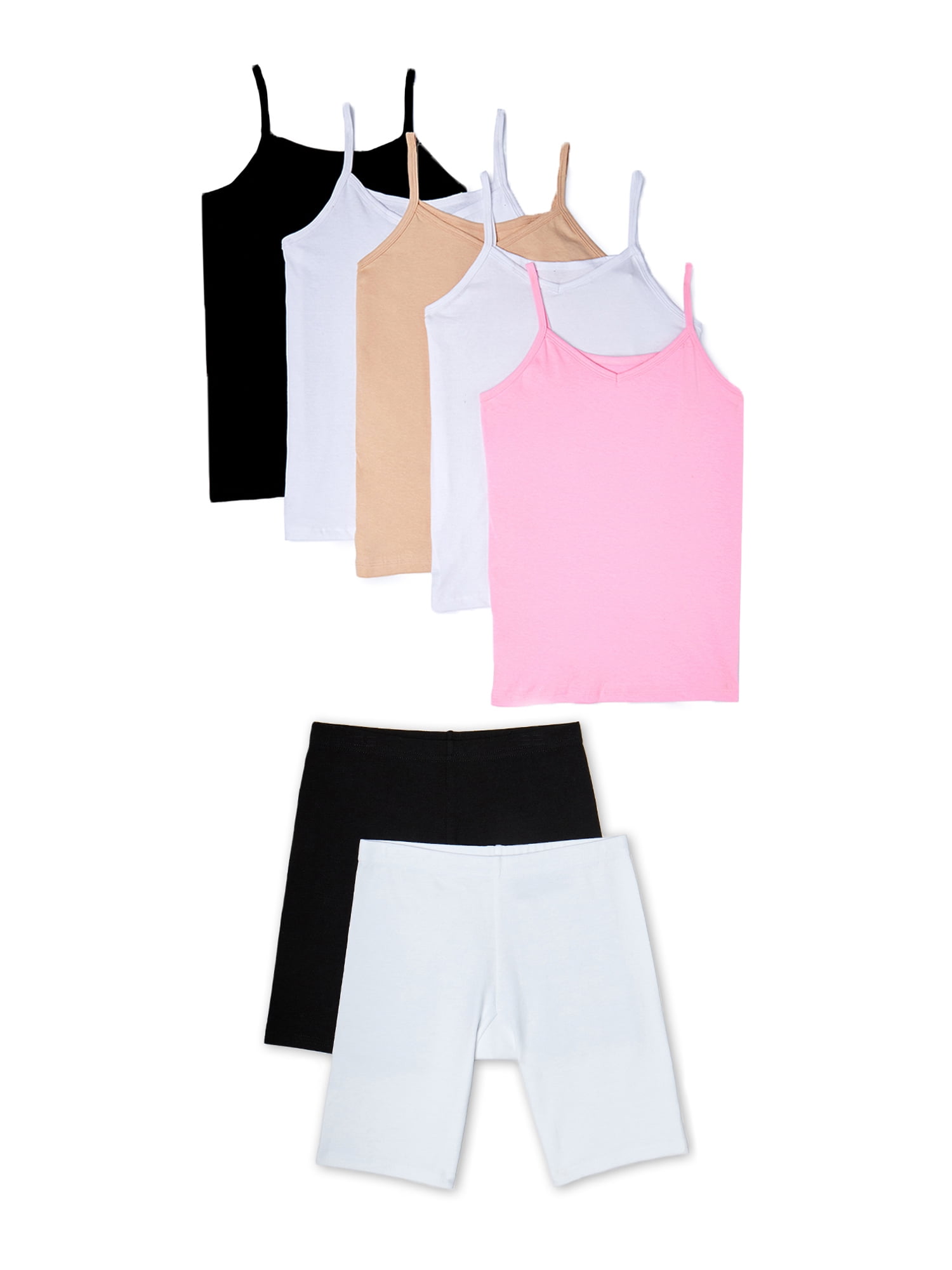 Wonder Nation Kids Cami and Playground Shorts Bundle, 5 Pack Camis, 4 ...