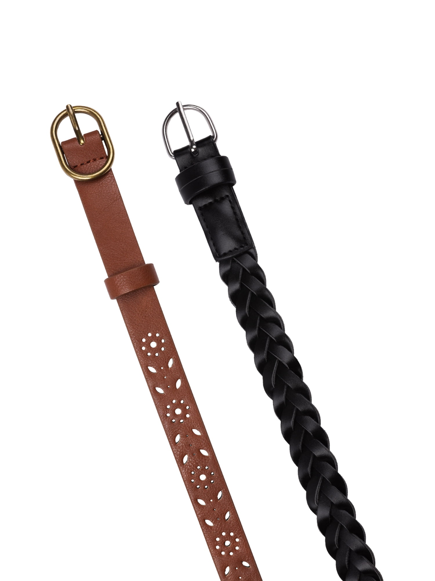 Wonder Nation Adjustable Girls Belts Black XS/M 2 Pack Braid Strap with ...