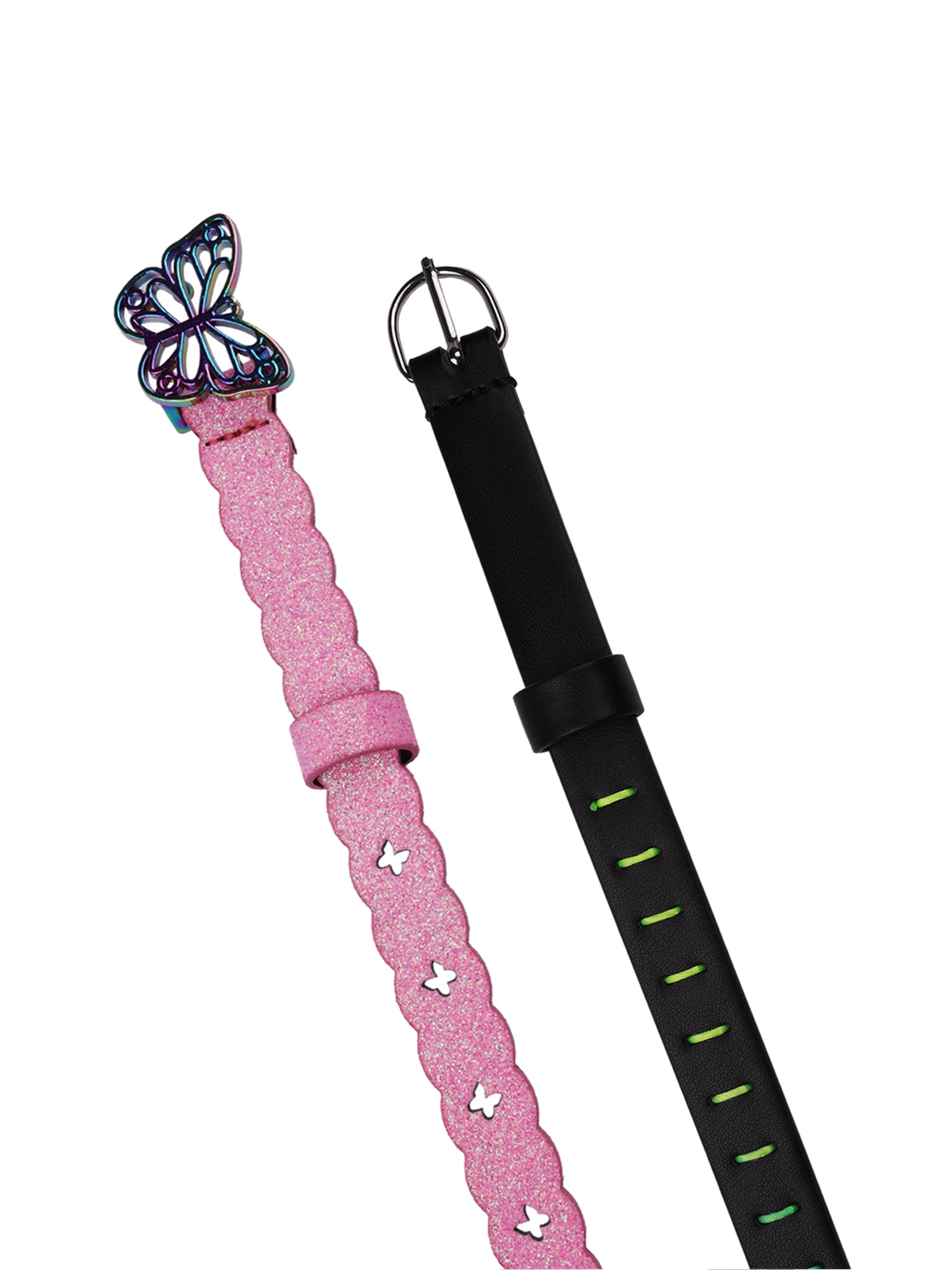 Wonder Nation Adjustable Laced Strap Girls Belt Pink and Black, XS-M, 2 ...