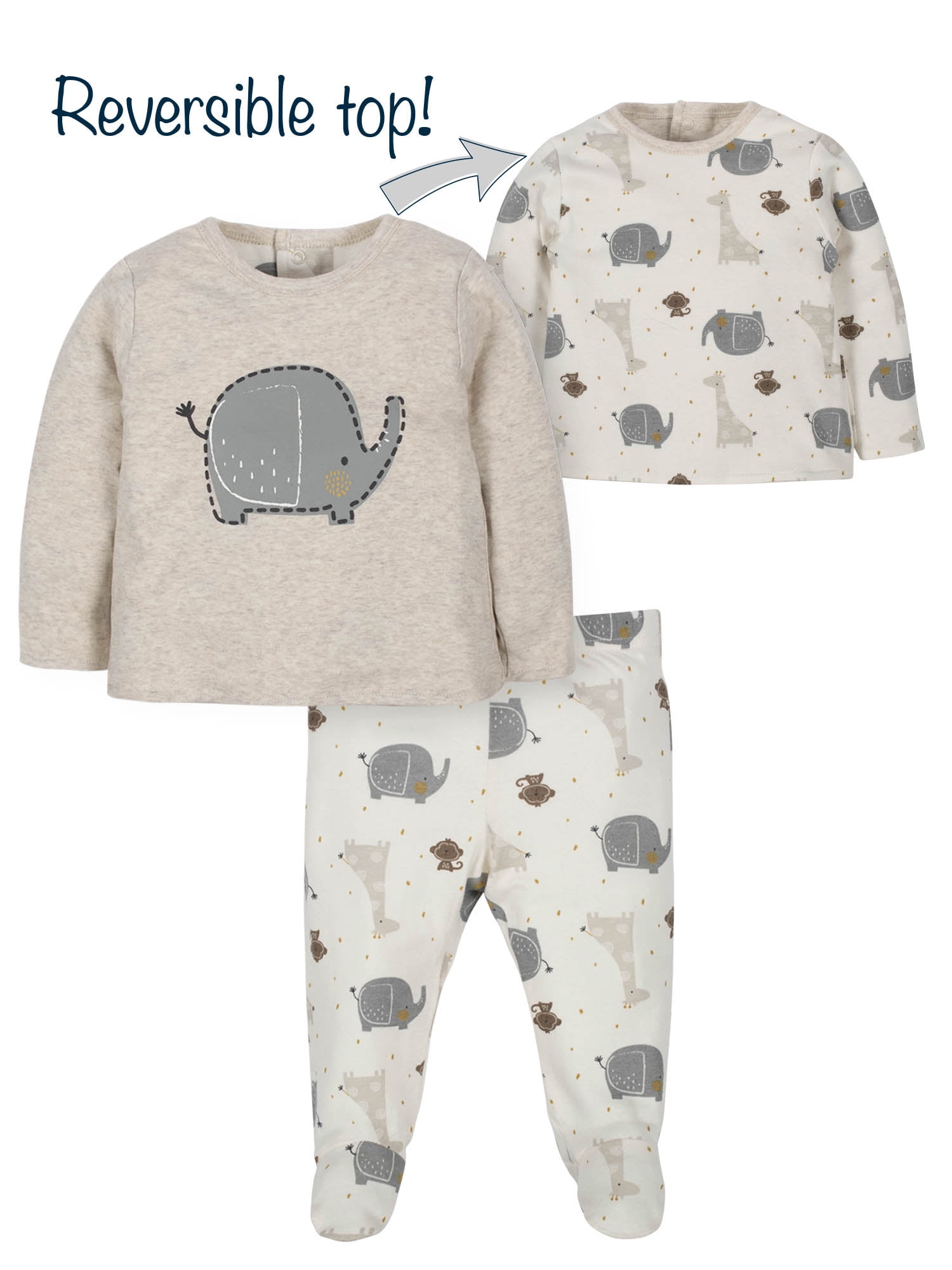 Wonder Nation Baby Boy or Girl Gender Neutral Reversible Shirt & Footed ...