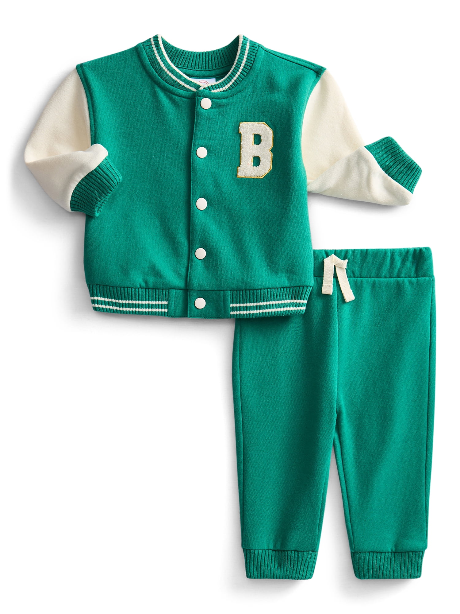 Wonder Nation Baby Boys Varsity Jacket and Jogger Pants Matching Set, 2 ...
