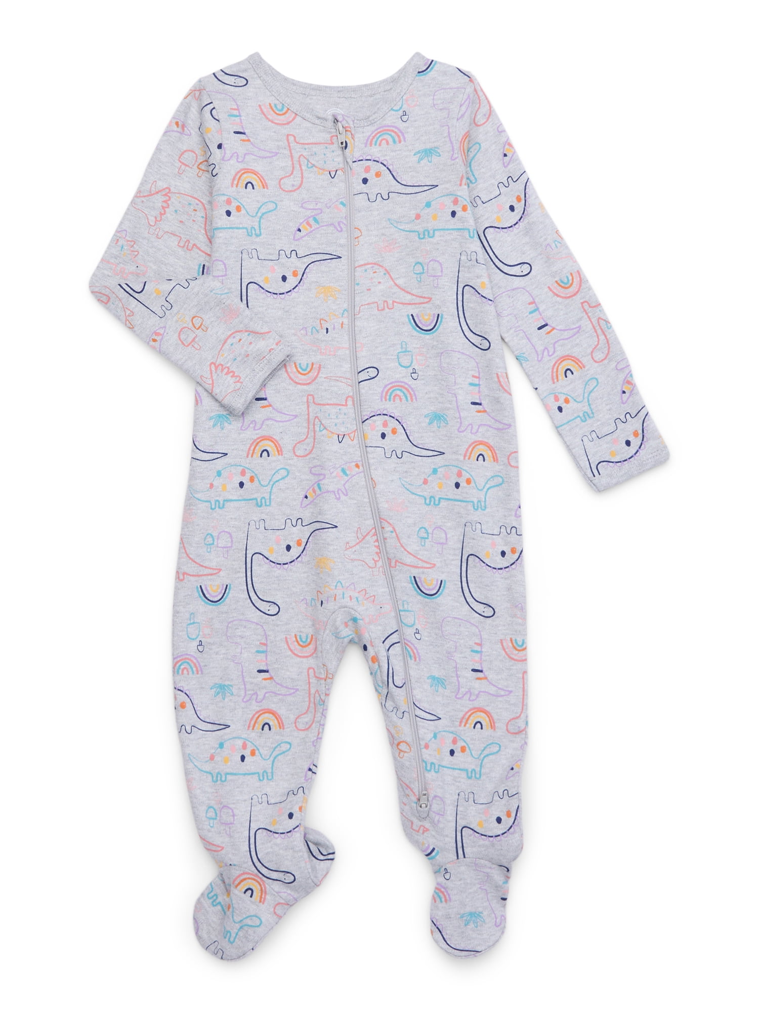 Wonder Nation Baby Sleeper 6-9 Months Cotton Zip Front Footed Pajamas ...