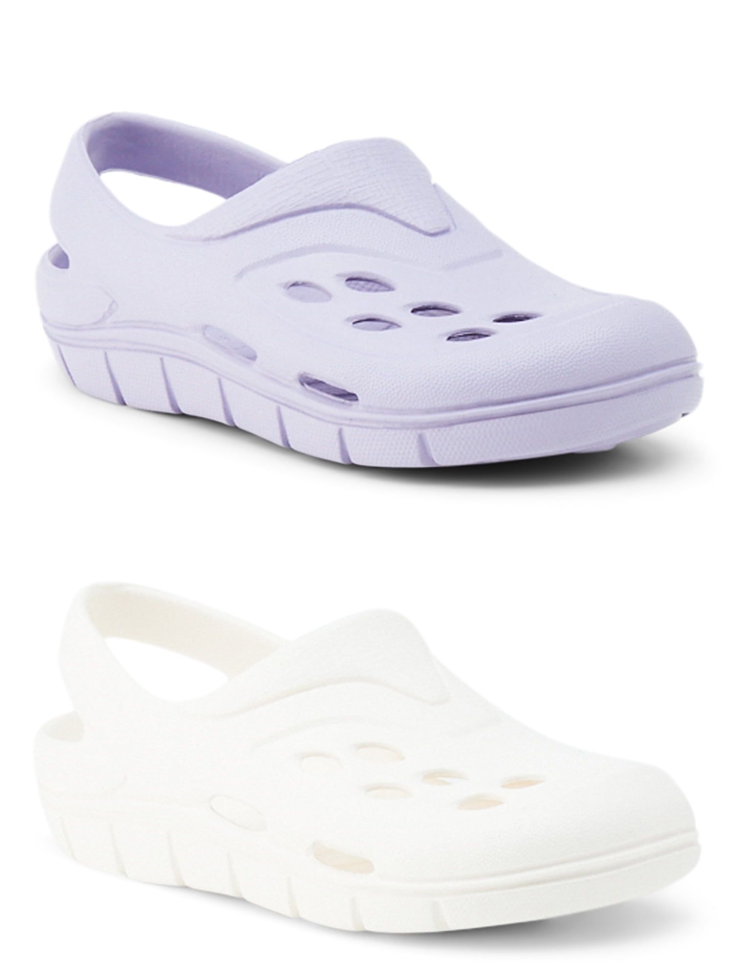 Wonder Nation Baby EVA Clogs 2 Pack Lilac White - Walmart.com