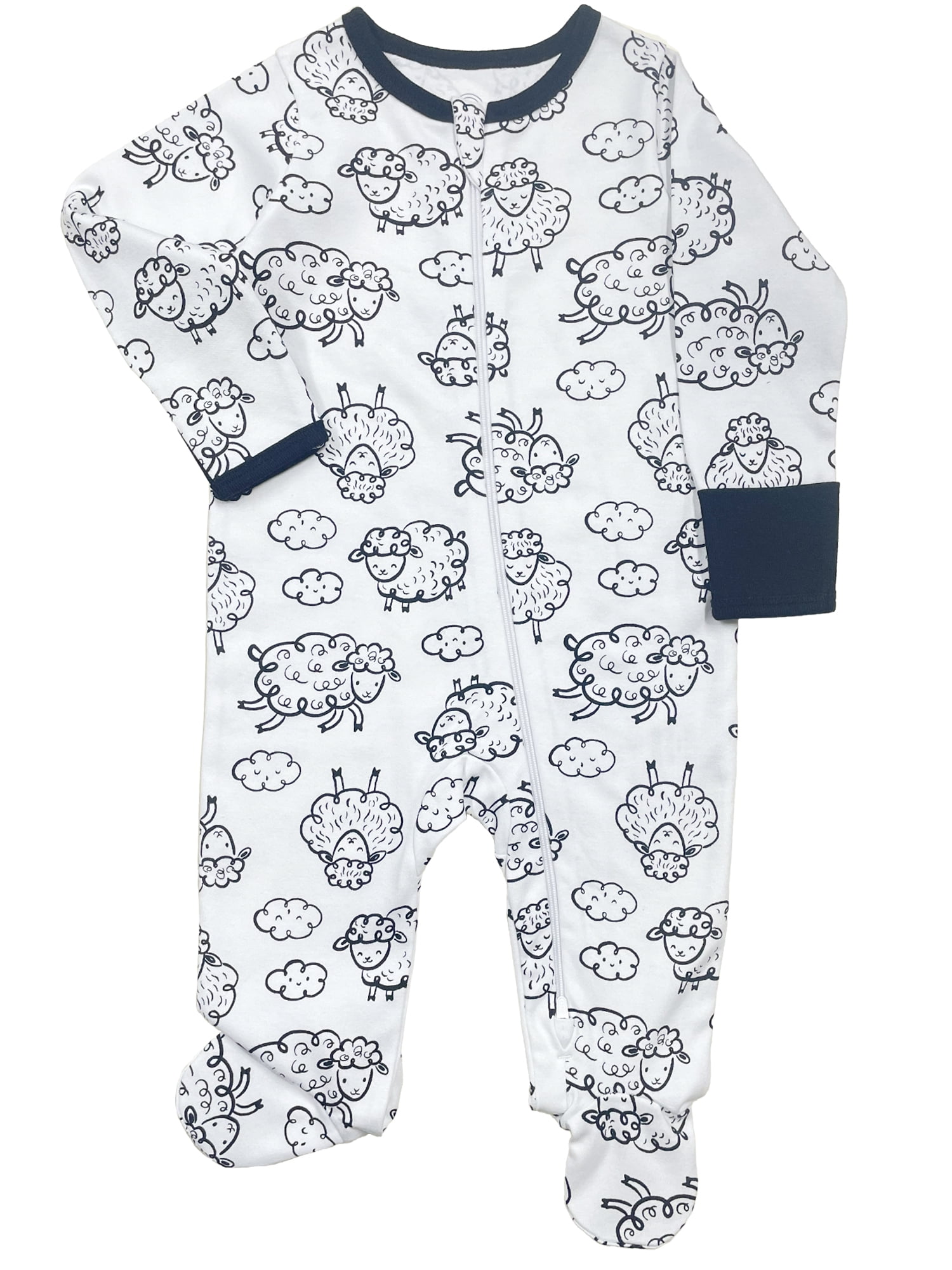 Wonder Nation Baby Baby Sleep N Play Footed Pajamas, Preemie to 6/9 ...