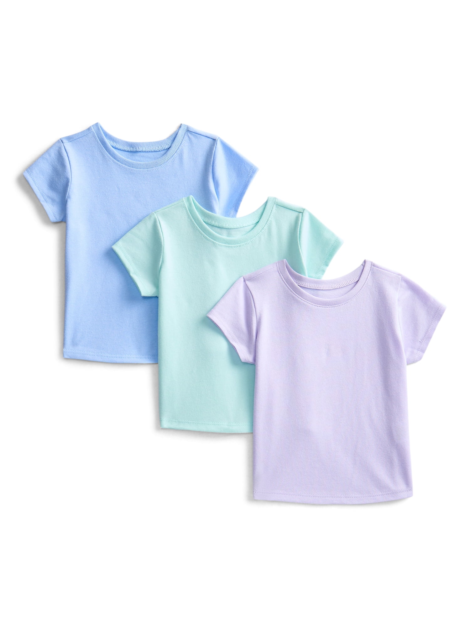 Wonder Nation Baby Girls Short Sleeve Tees, 3-Pack, Sizes 0-24 Months ...