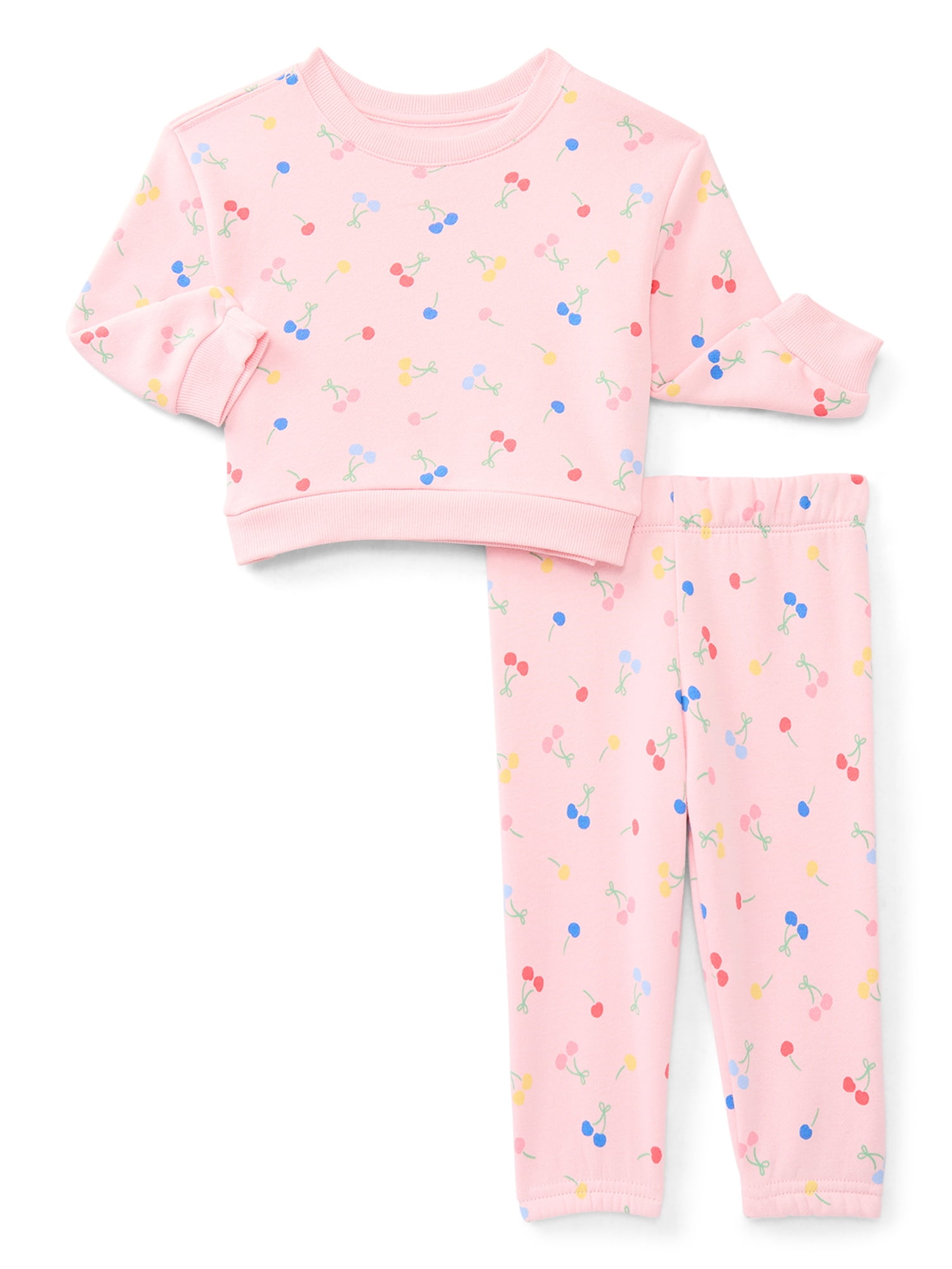 Wonder Nation Baby Girl Fleece Top & Pant, 2-piece Outfit Set, Sizes 6 ...