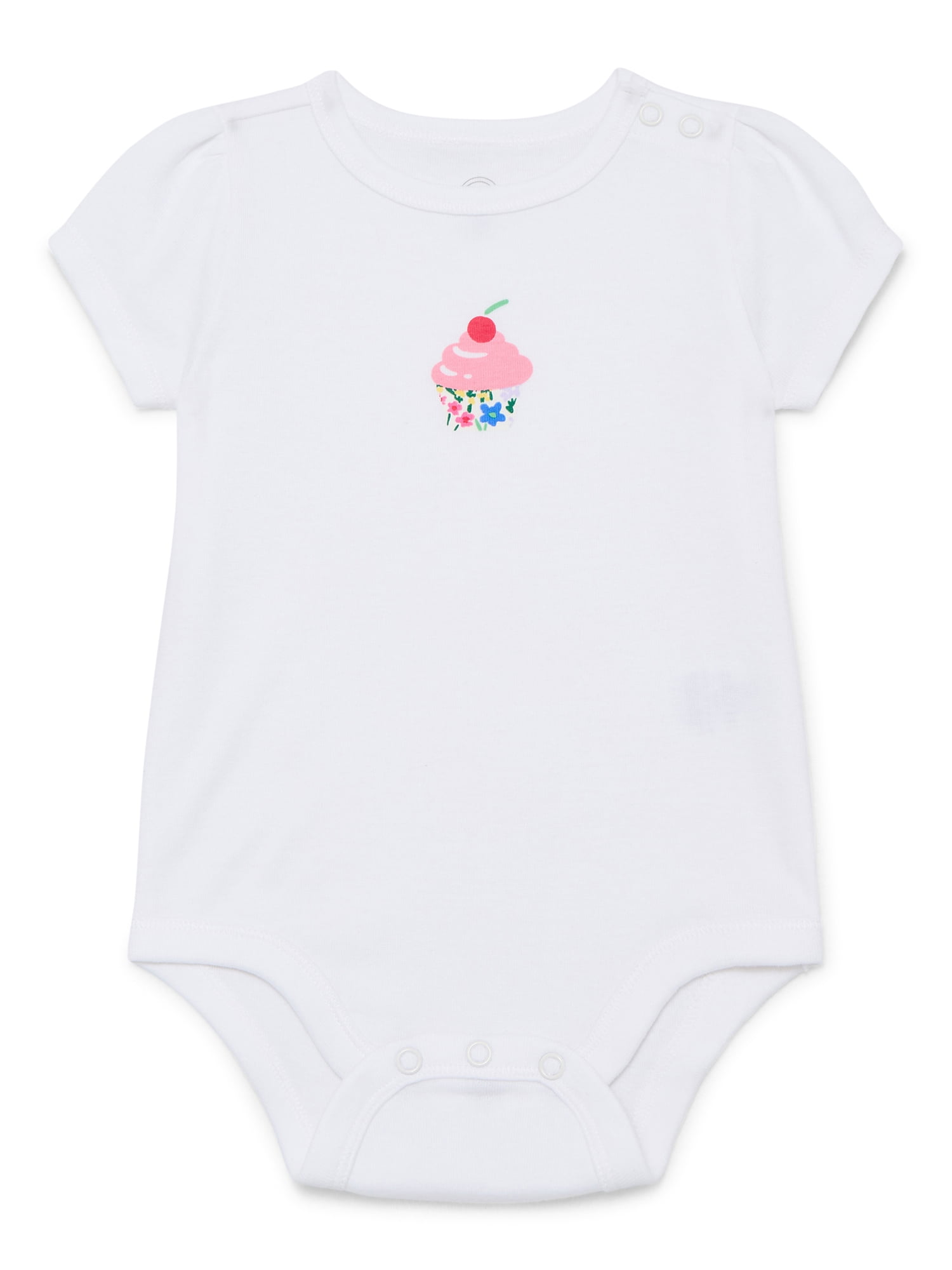 Wonder Nation Baby Girls Bodysuit with Short Sleeves, Sizes 0-24 Months ...