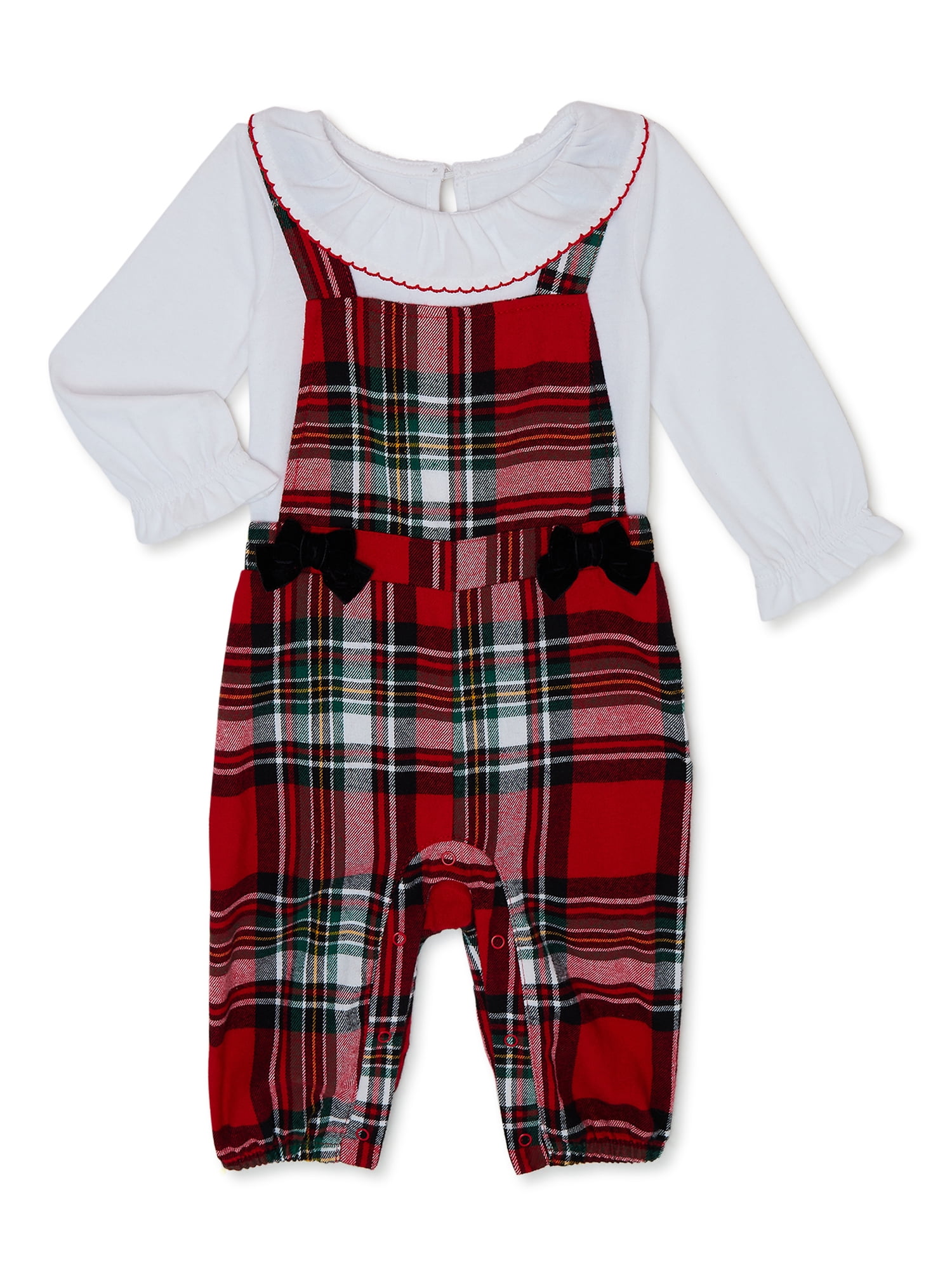 Wonder Nation Baby Girl Holiday Jumpsuit Outfit Set, 2 Pieces, Sizes 0/ ...