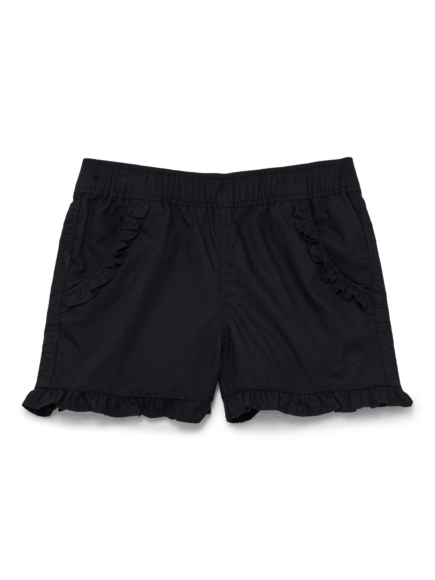 Wonder Nation Baby Girls Cotton Ruffle Pocket Shorts, Sizes 0M-24M ...