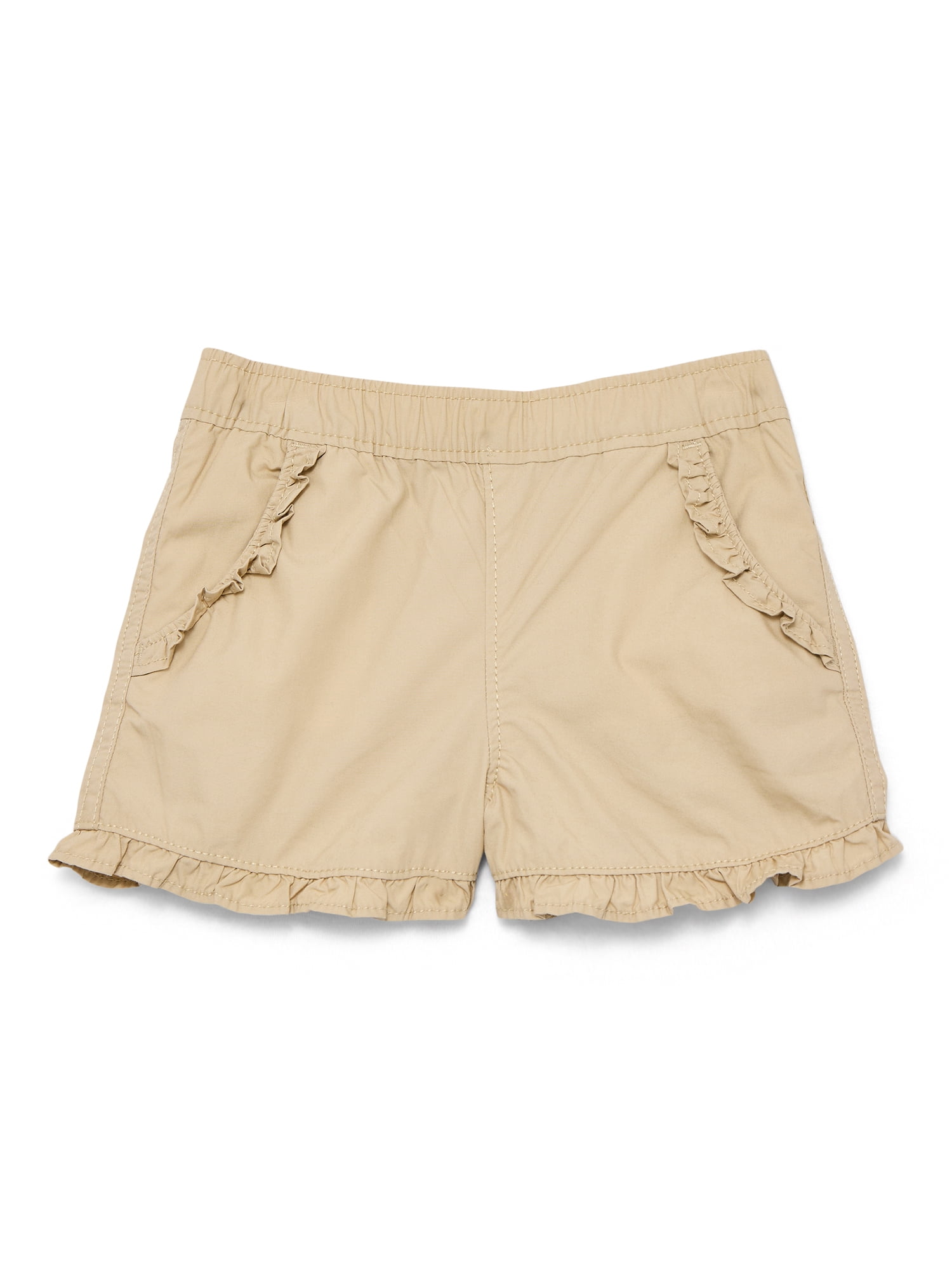 Wonder Nation Baby Girls Cotton Ruffle Pocket Shorts, Sizes 0M-24M ...