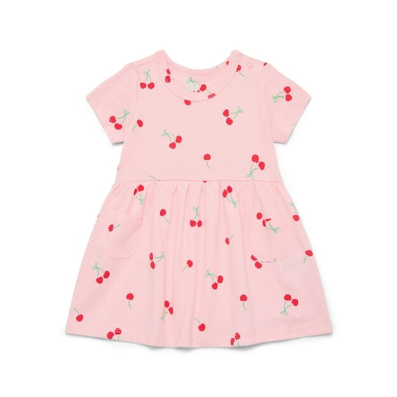 Wonder Nation Baby Girls Dress with Short Sleeves, Sizes 0-24 Months ...