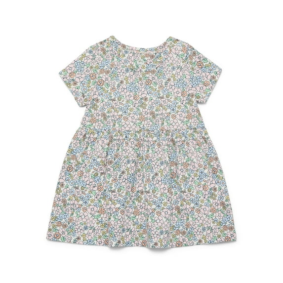 Wonder Nation Baby Girls Dress with Short Sleeves, Sizes 0-24 Months ...