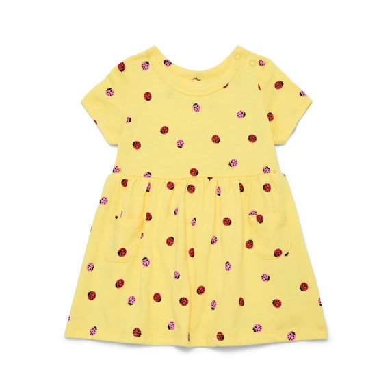 Wonder Nation Baby Girls Dress with Short Sleeves, Sizes 0-24 Months ...
