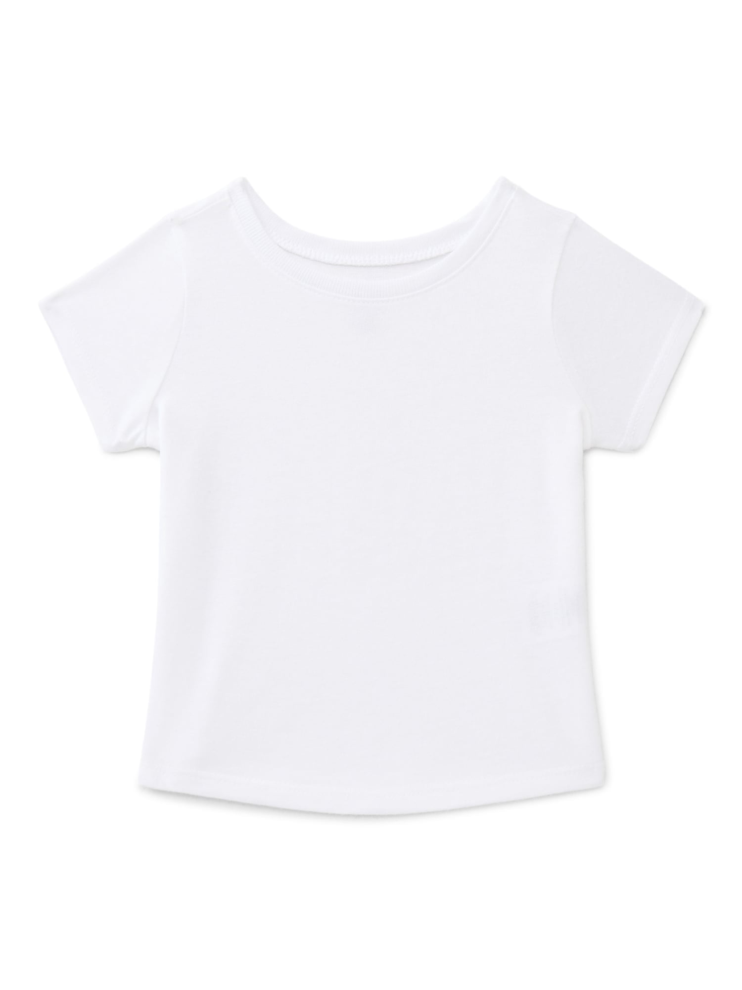 Wonder Nation Baby Girls Crewneck Tee with Short Sleeves, Sizes 0/3M ...