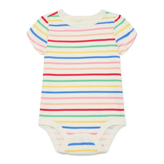 Wonder Nation Baby Girls Bodysuit with Short Sleeves, Sizes 0-24 Months ...