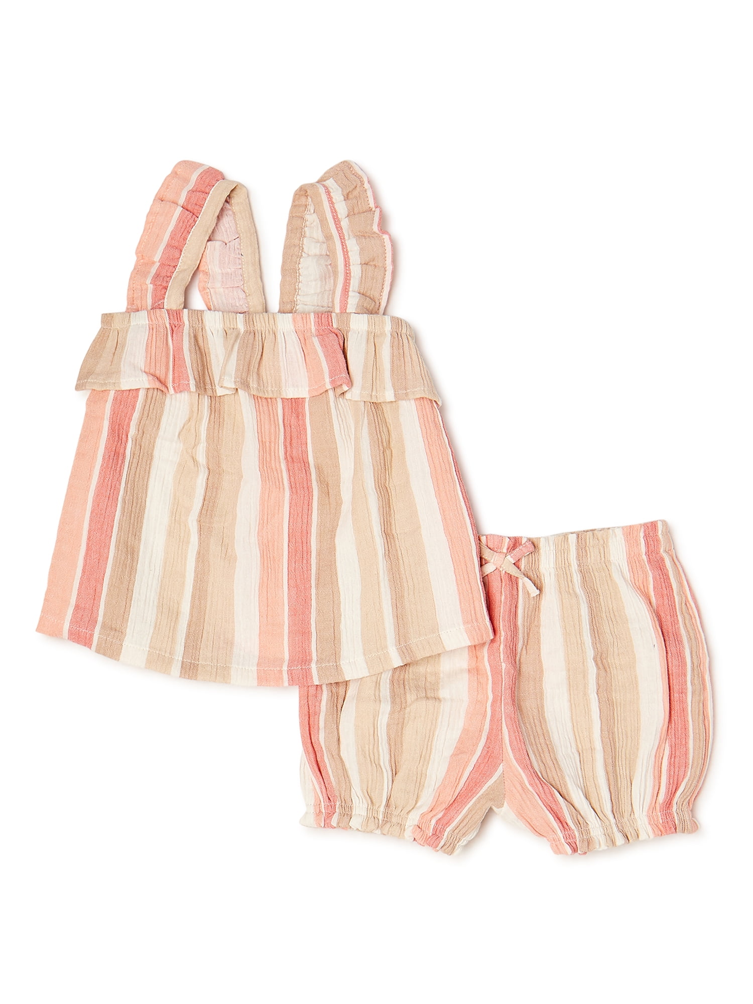 Wonder Nation Baby Girl Tunic Top and Shorts Outfit Set, 2-Piece ...