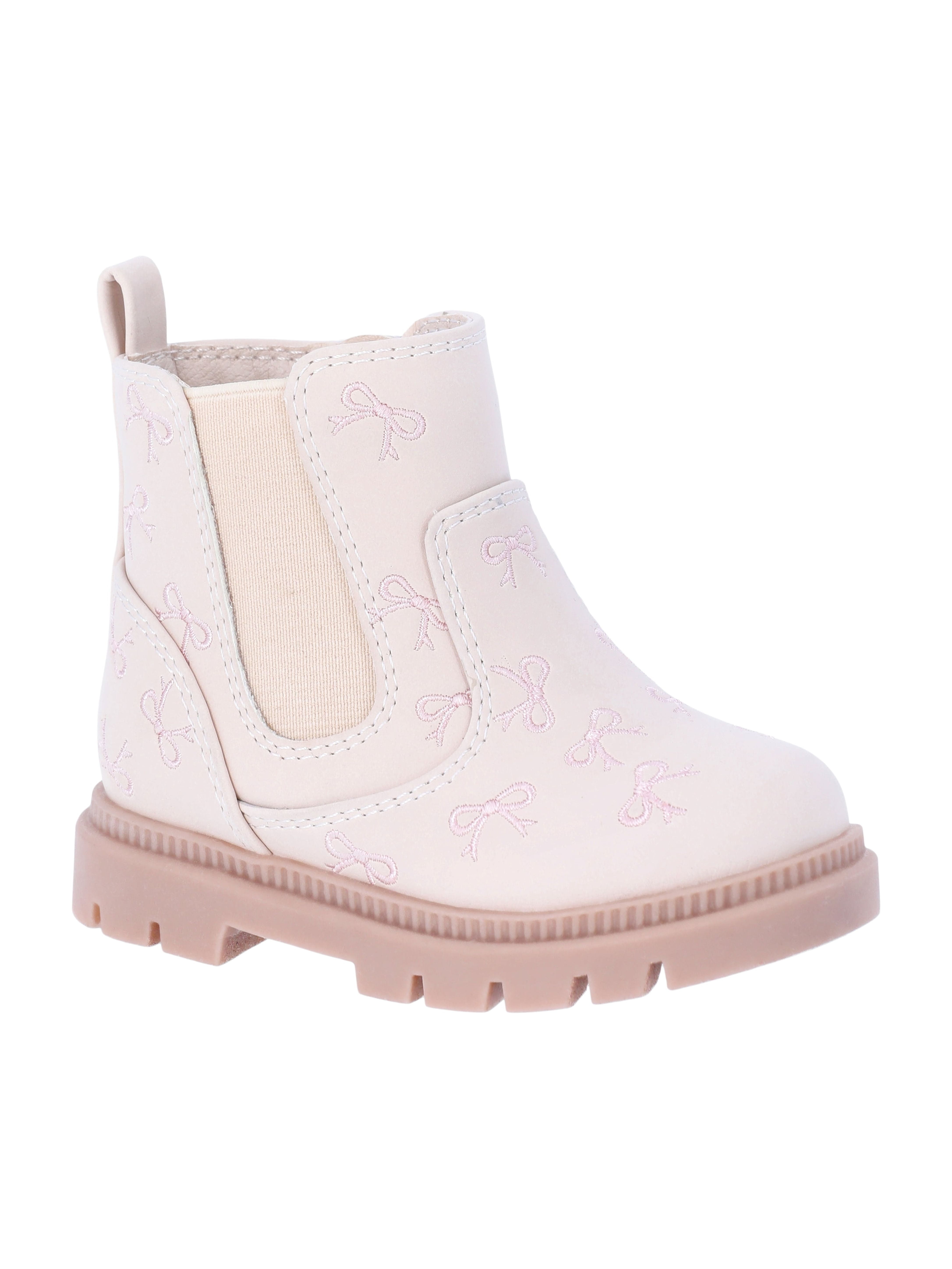 Wonder Nation Baby Girls' Embroidered Bows Chelsea Boots - Walmart.com