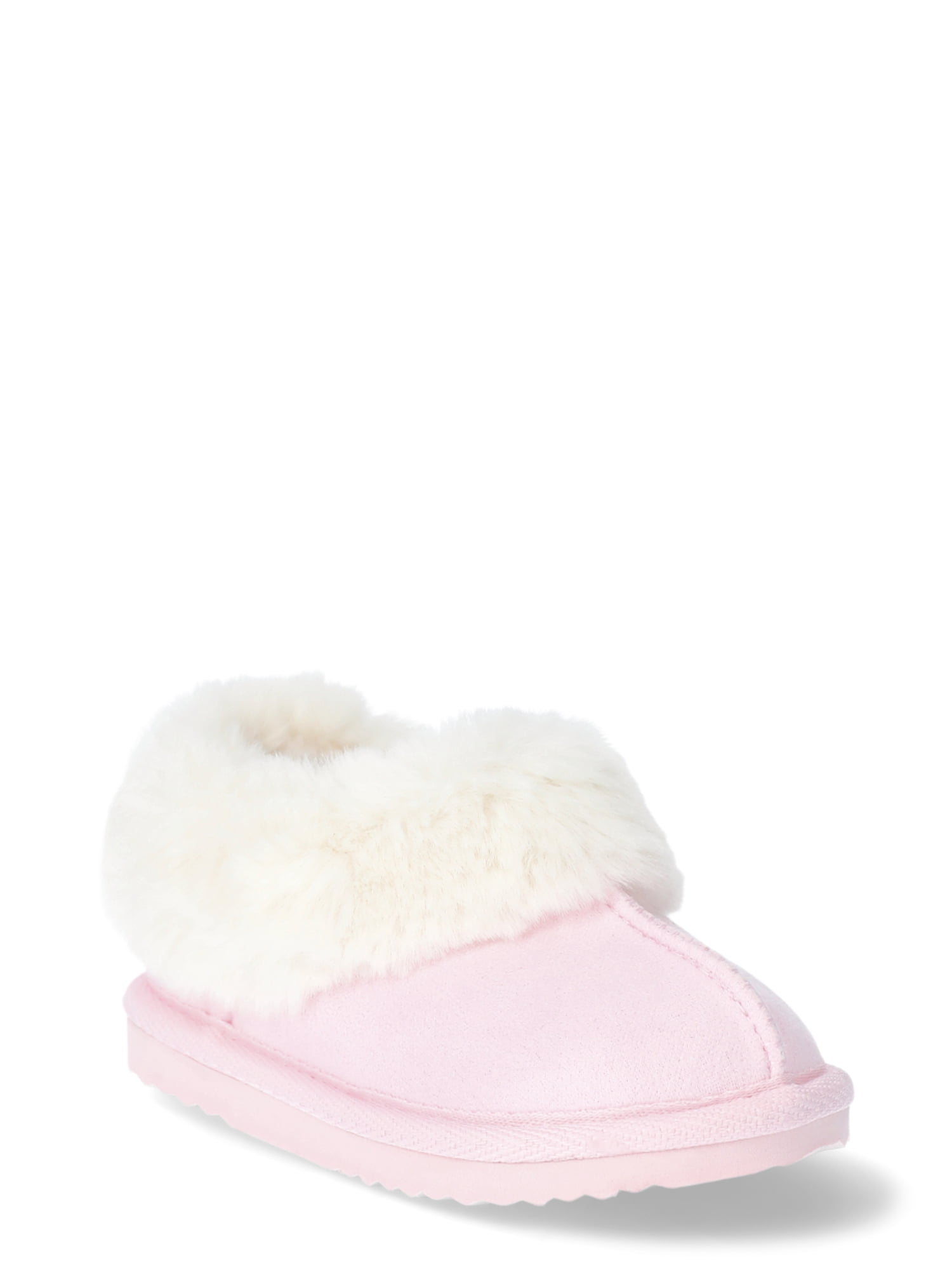 Wonder Nation Baby Girls Faux Fur Trim Slippers - Walmart.com