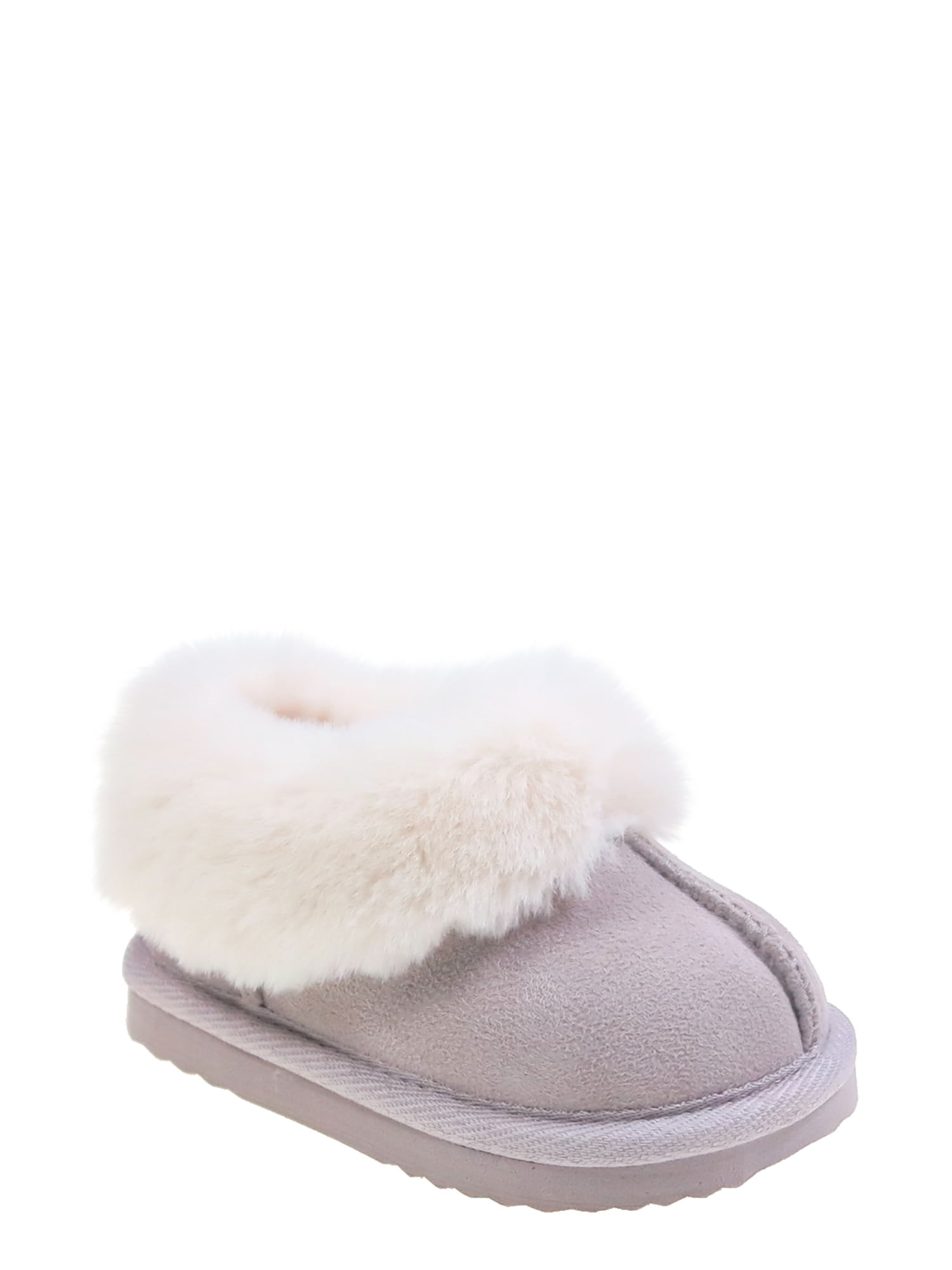 Wonder Nation Baby Girls Faux Fur Trim Slippers - Walmart.com