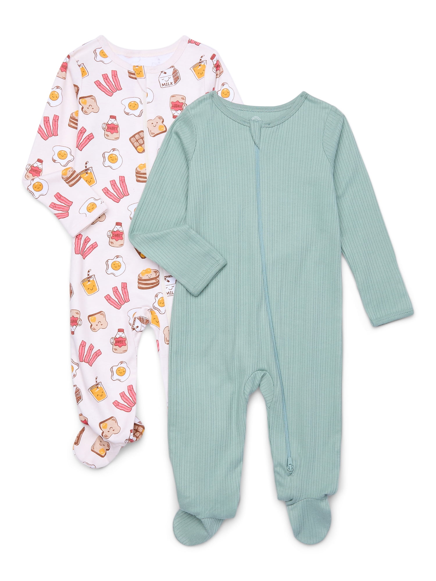 Wonder Nation Baby Gender Neutral Zip Front Footed Sleep N Play Pajamas ...
