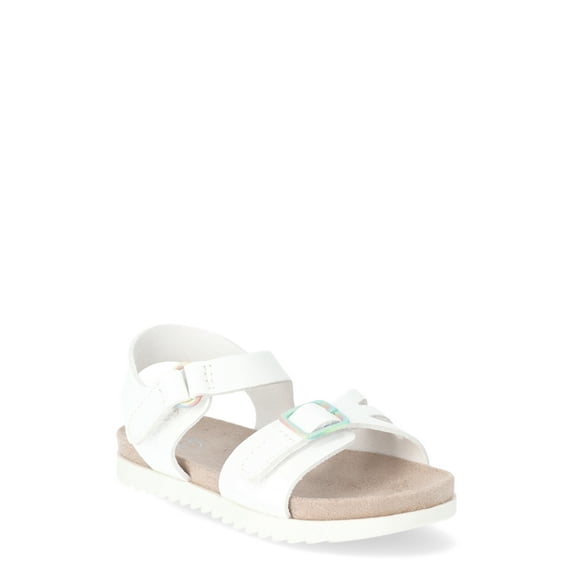 Wonder Nation Baby and Toddler Girls Buckle Sandals, Cushioned Sock ...