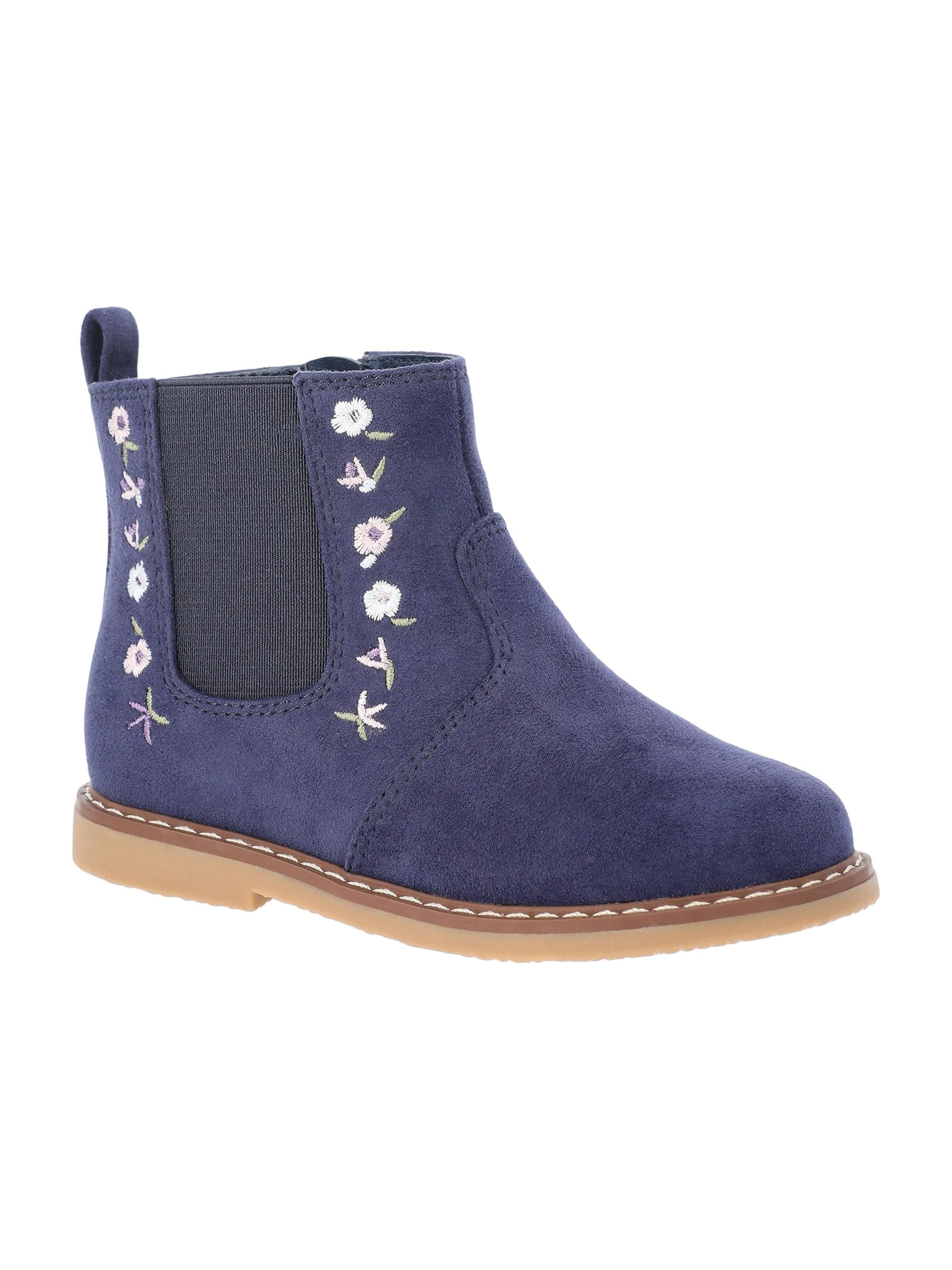 Wonder Nation Baby and Toddler Girls Chelsea Boots with Floral ...
