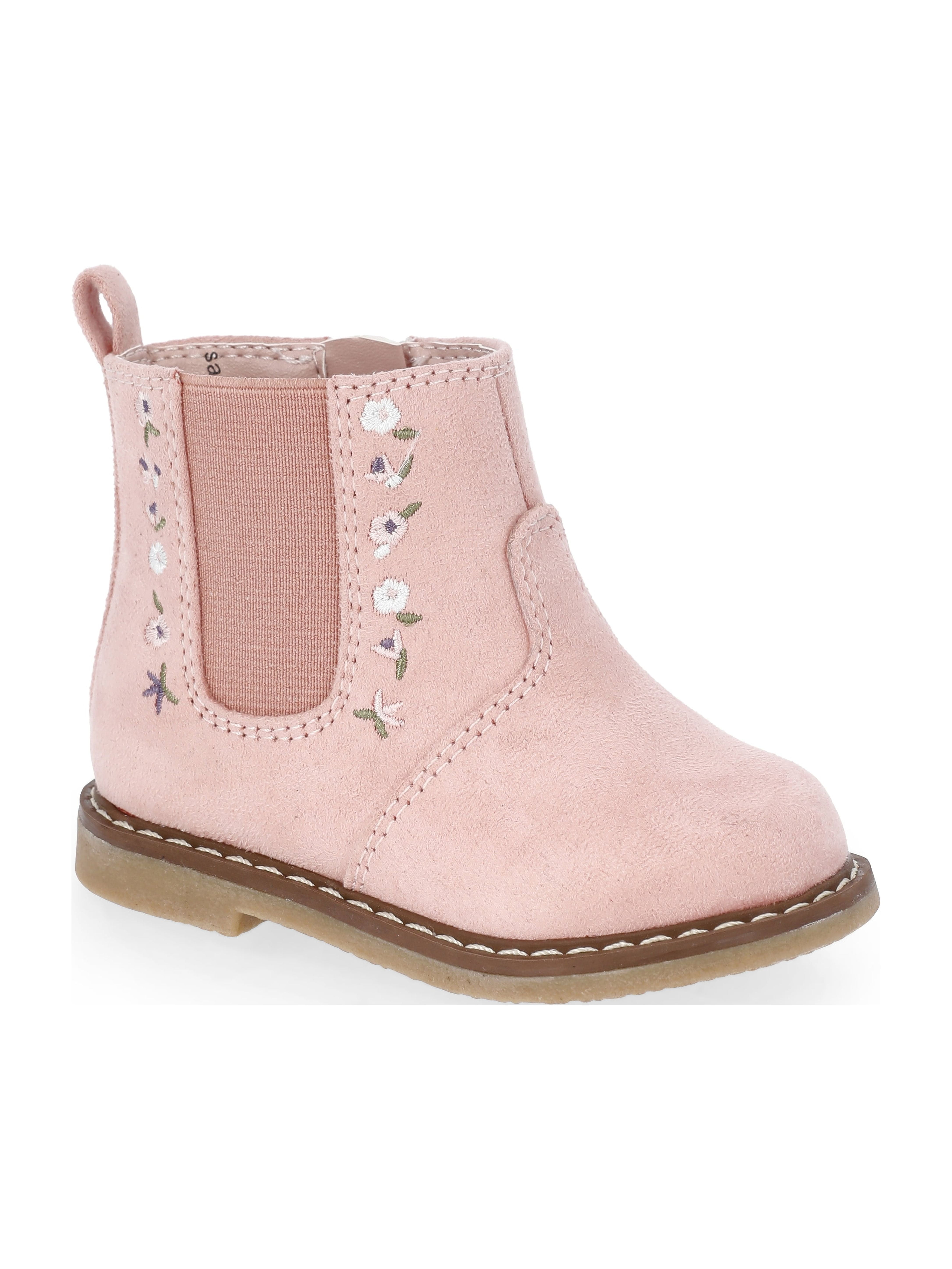 Wonder Nation Baby and Toddler Girls Chelsea Boots with Floral ...