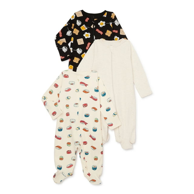 Wonder Nation Baby Unisex One Piece Sleep ‘n Play, 3-Pack, Sizes ...